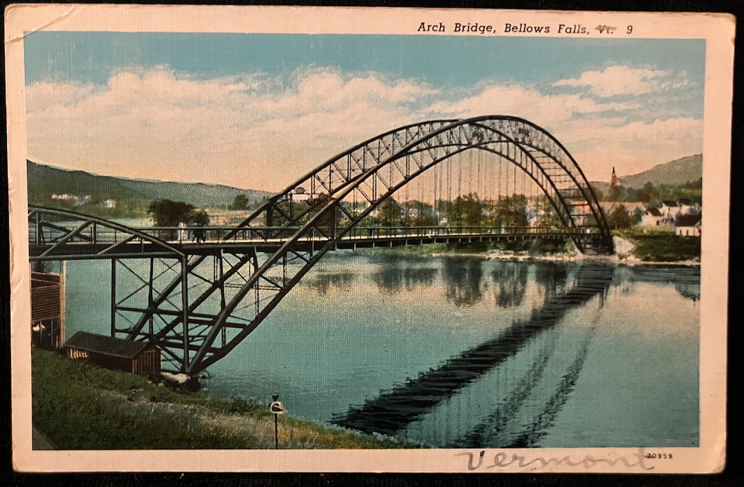 Arch Bridge, Bellows Falls. Vt. - Vintage Postcard, - Etsy