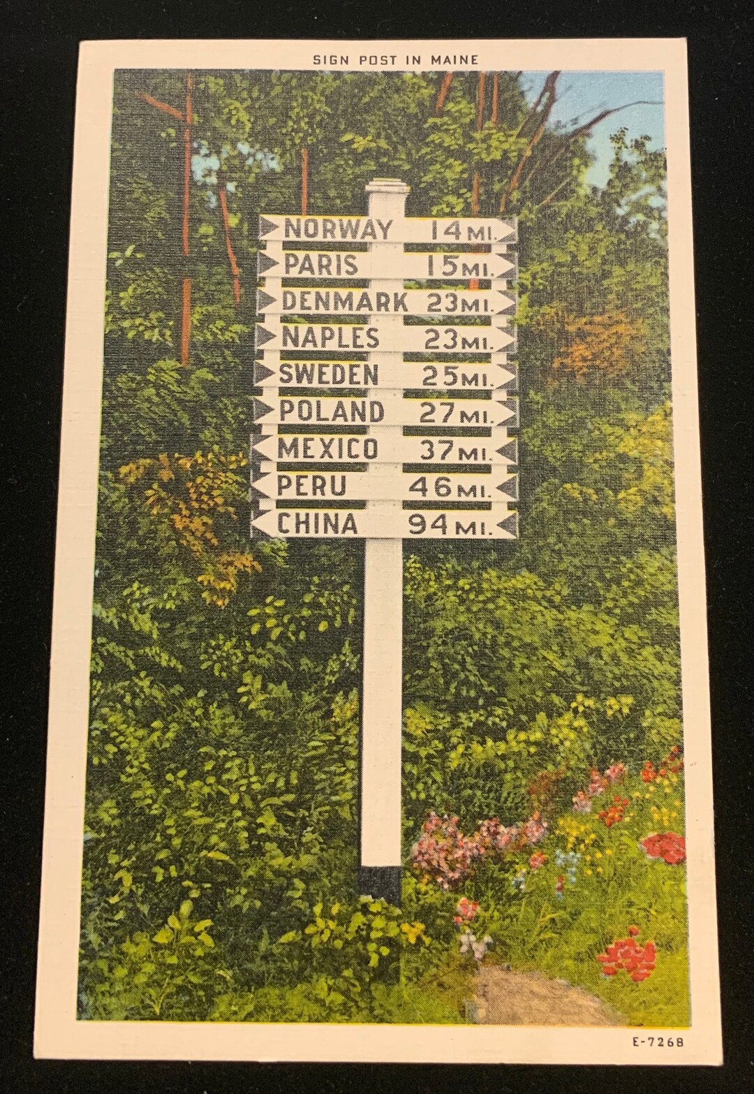 World Traveler Signpost - Gilead, Maine - 1940s Linen Postcard - Etsy