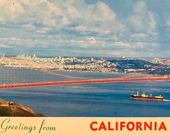 Golden Gate Bridge Sunset San Francisco California Vintage Postcard ...