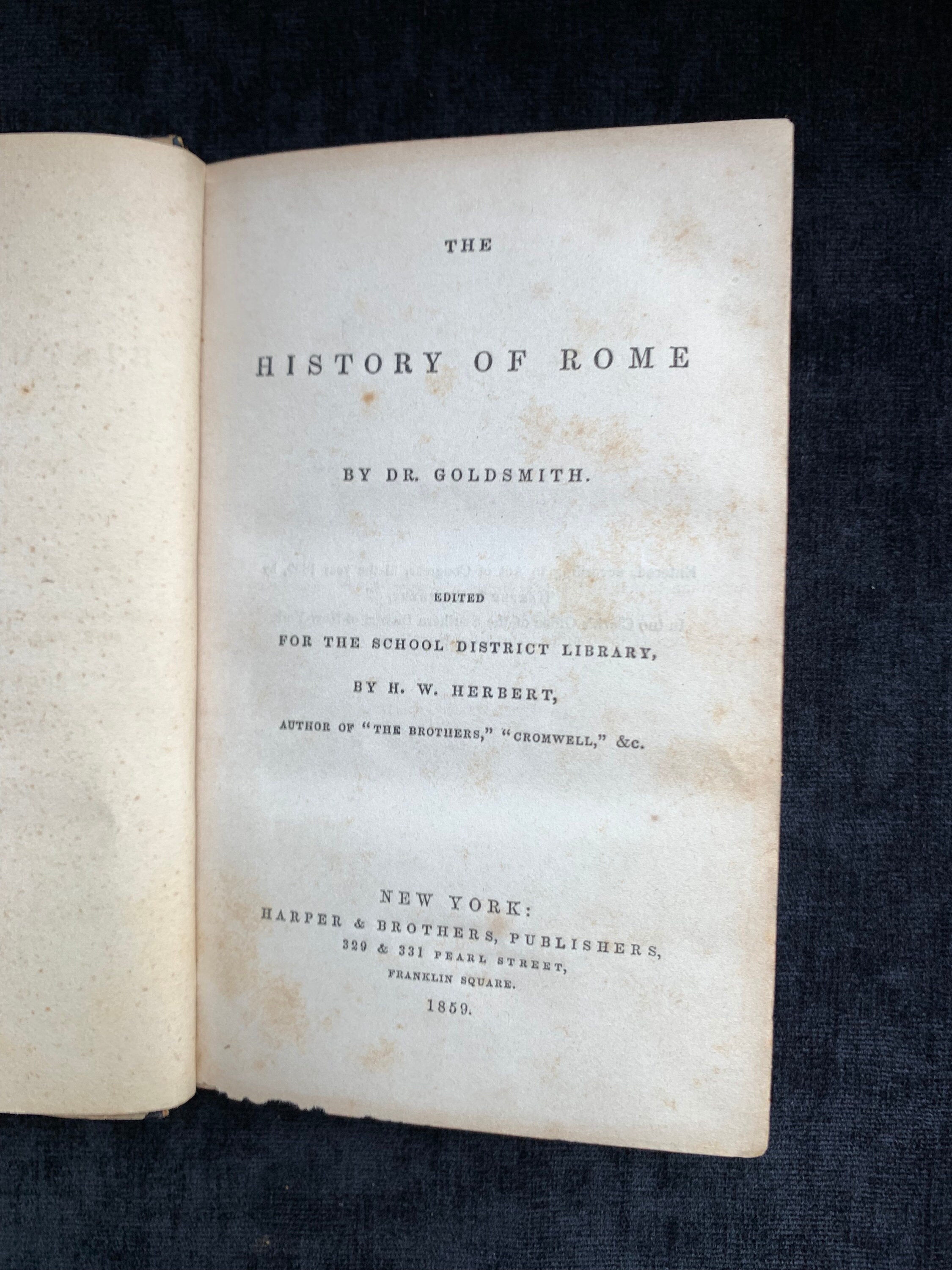 The History of Rome by Dr. Goldsmith 1859 for Use in Schools Rare 1800s ...