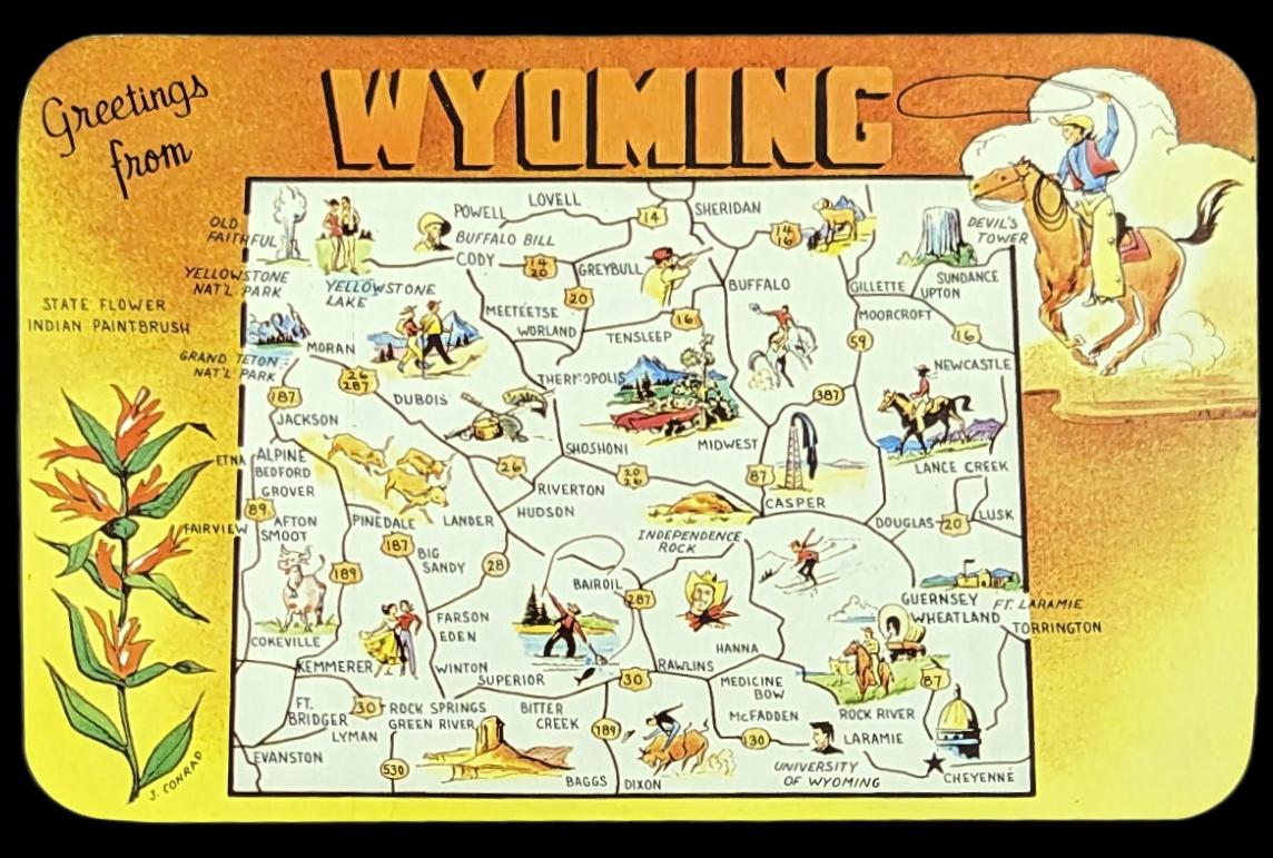 Greetings From Wyoming - Digital Print - Vintage Marketing Art - Etsy