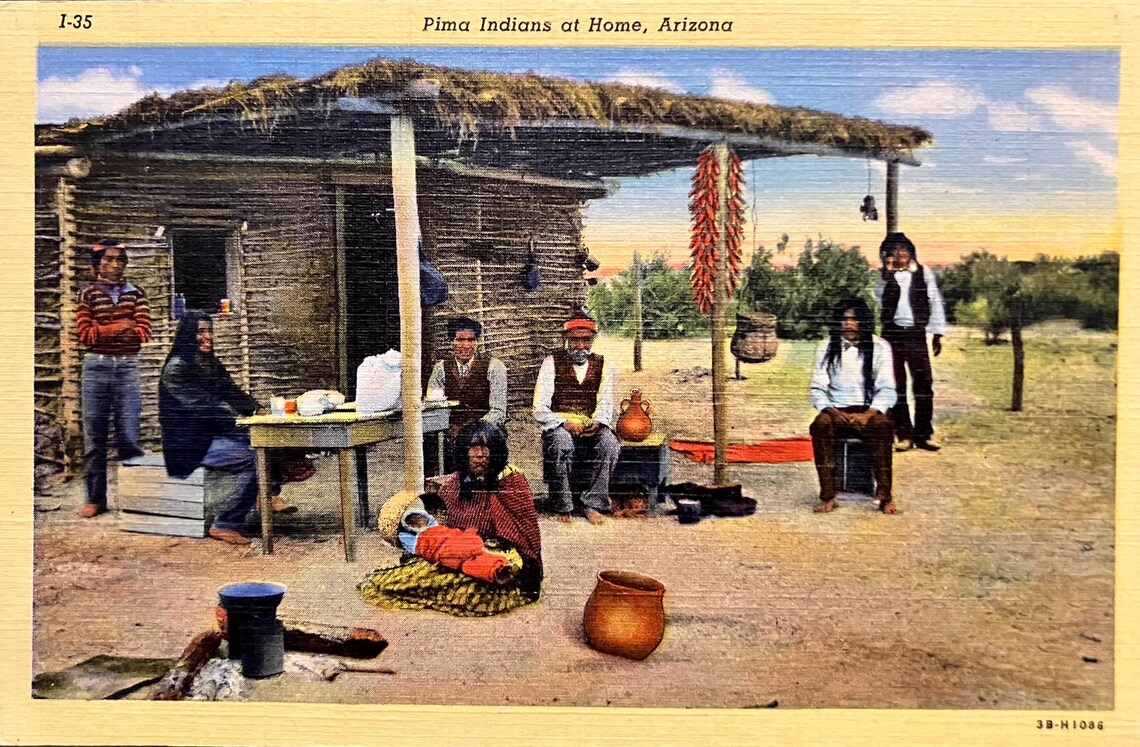 Pima Indians at Home - Arizona - 1940s Linen Postcard - Etsy