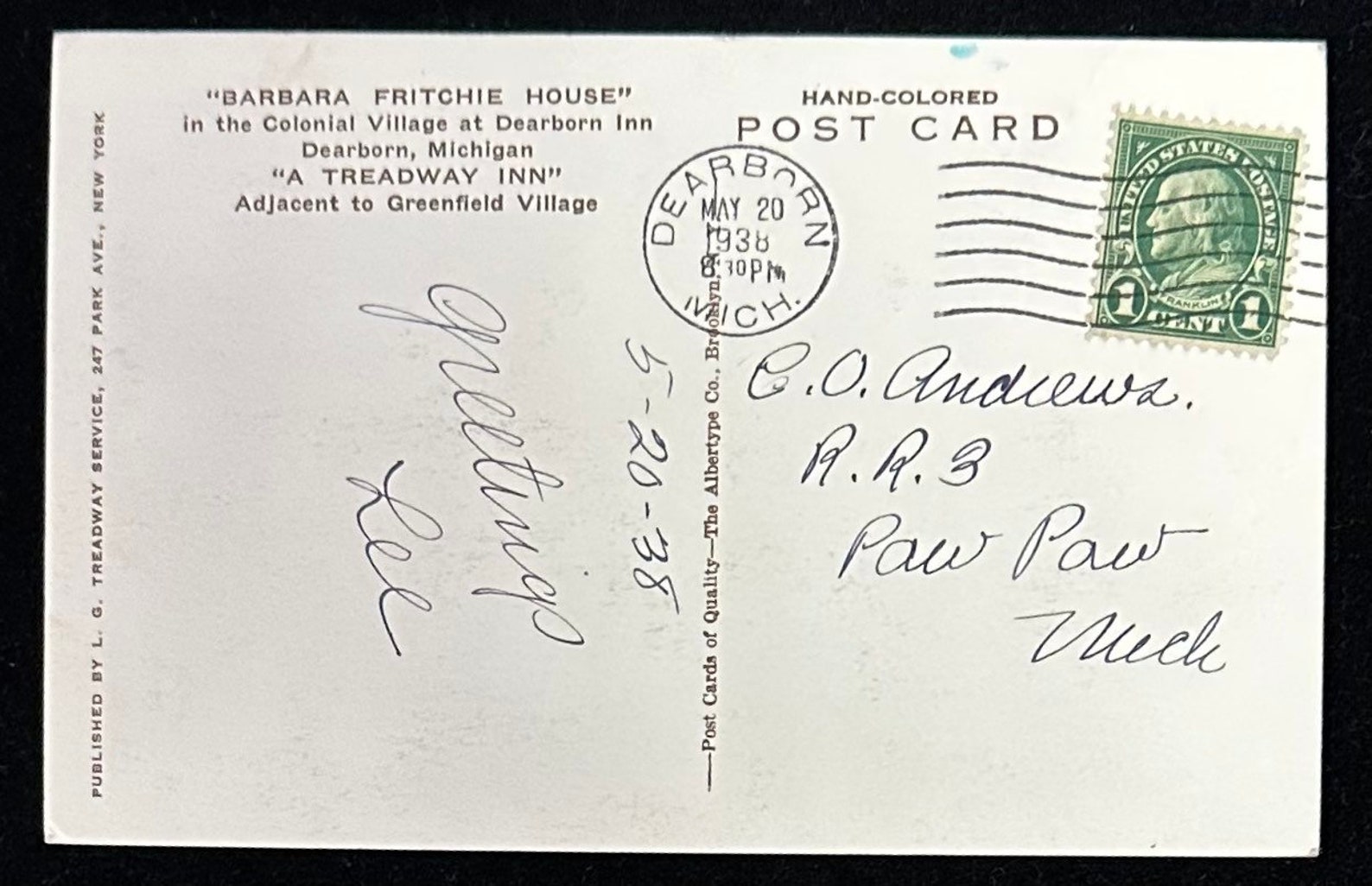 Barbara Fritchie House Dearborn Michigan Vintage Postcard - Etsy