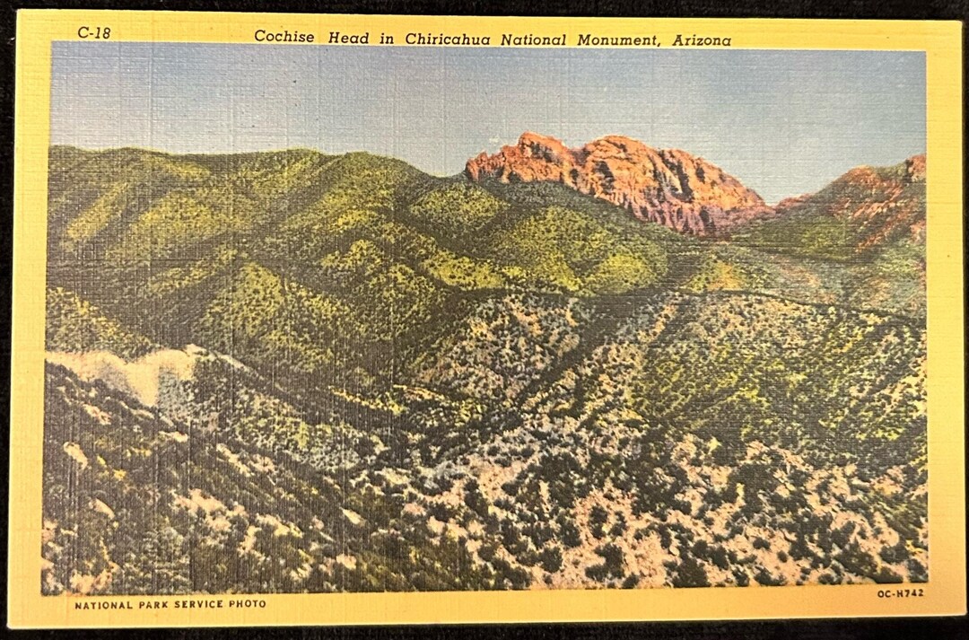 Cochise Head - Chiricahua National Monument - Arizona- 1940s Linen ...