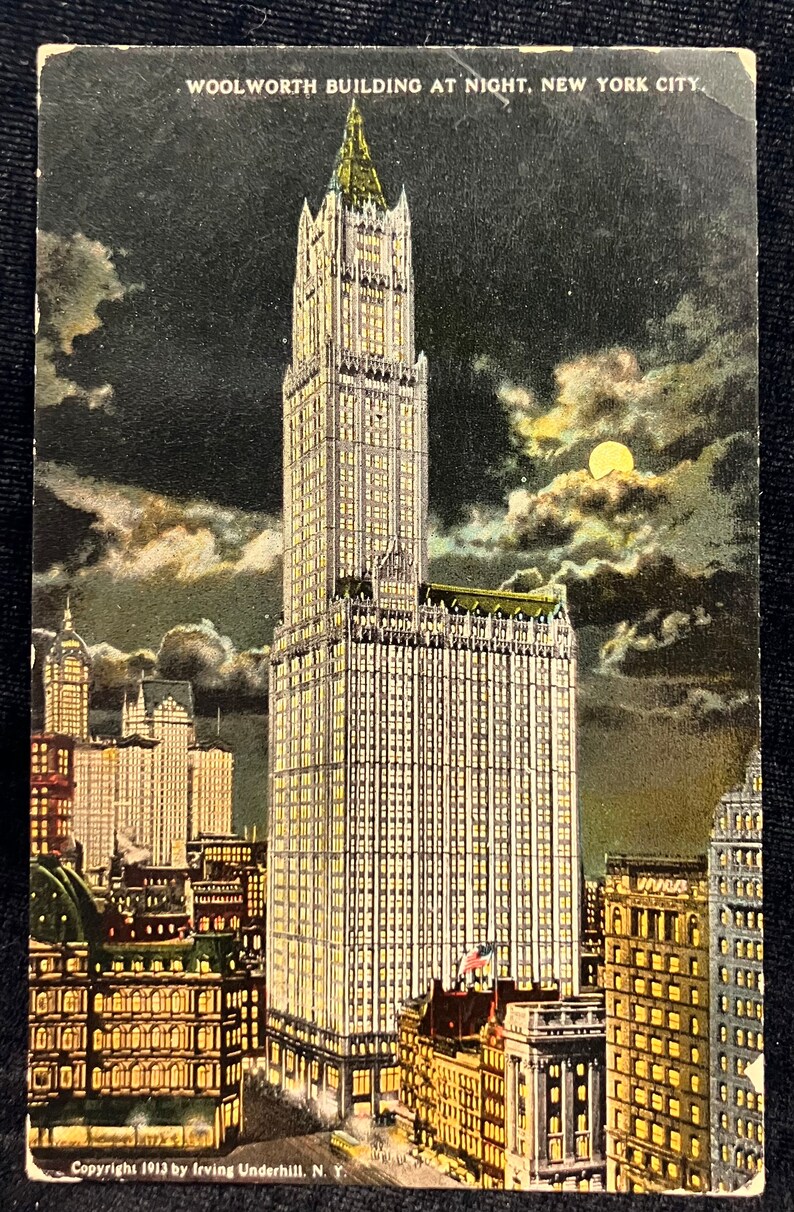 Woolworth Building at Night, 19202s New York City - Copyright 1913 by ...