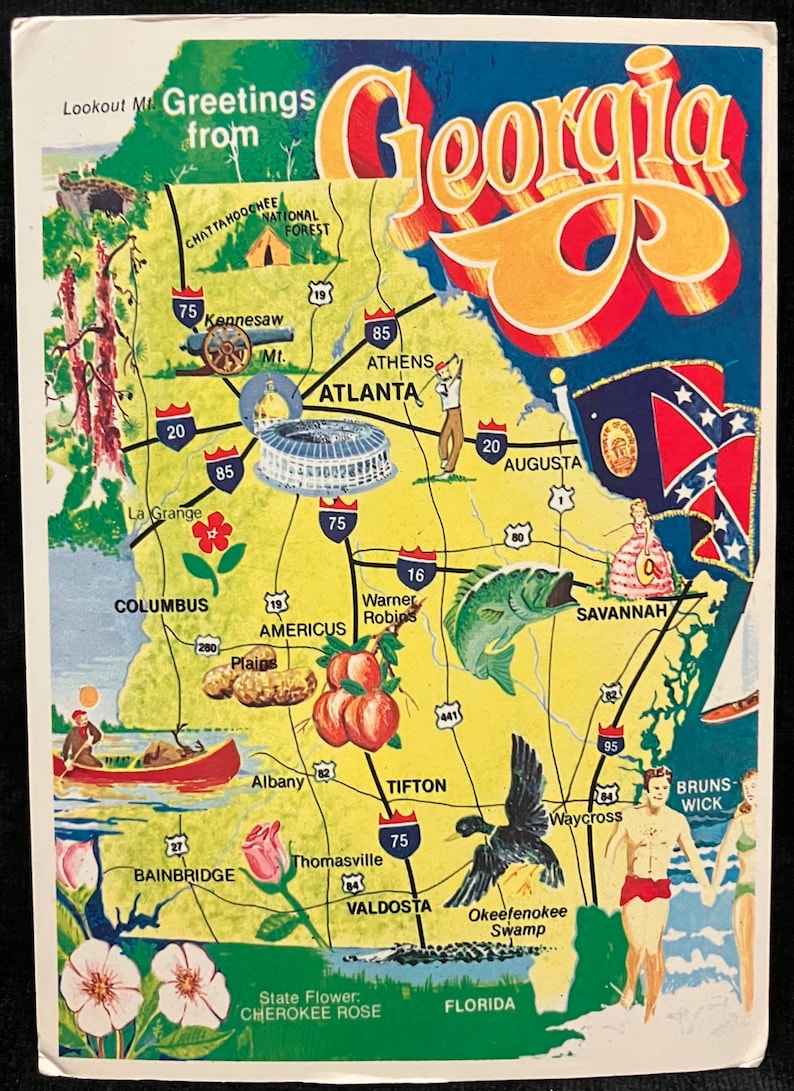 Greetings From Georgia - Vintage Postcard - Etsy