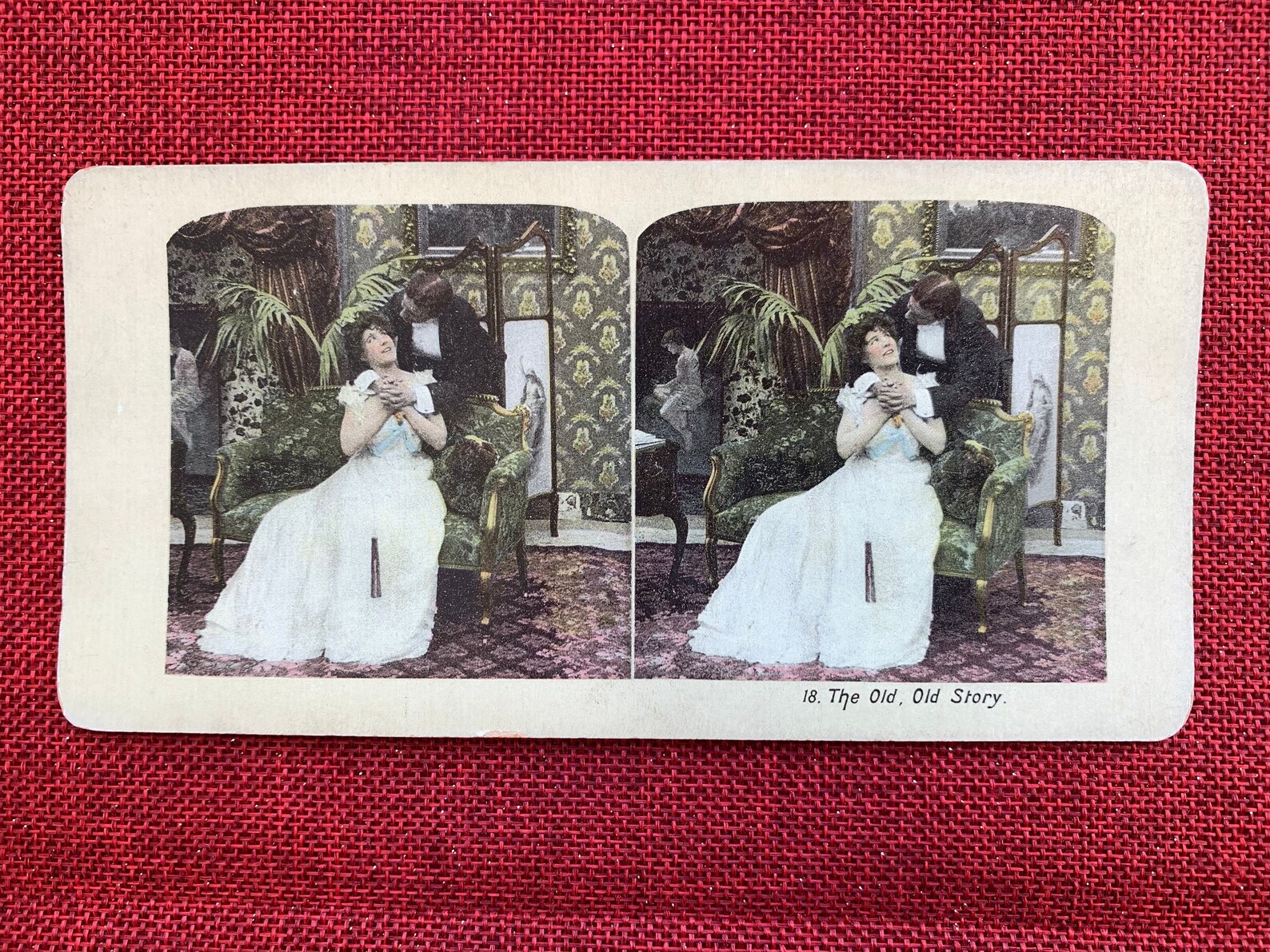 The Old, Old Story Vintage Stereo View Card Early 1900s, Man and Woman ...