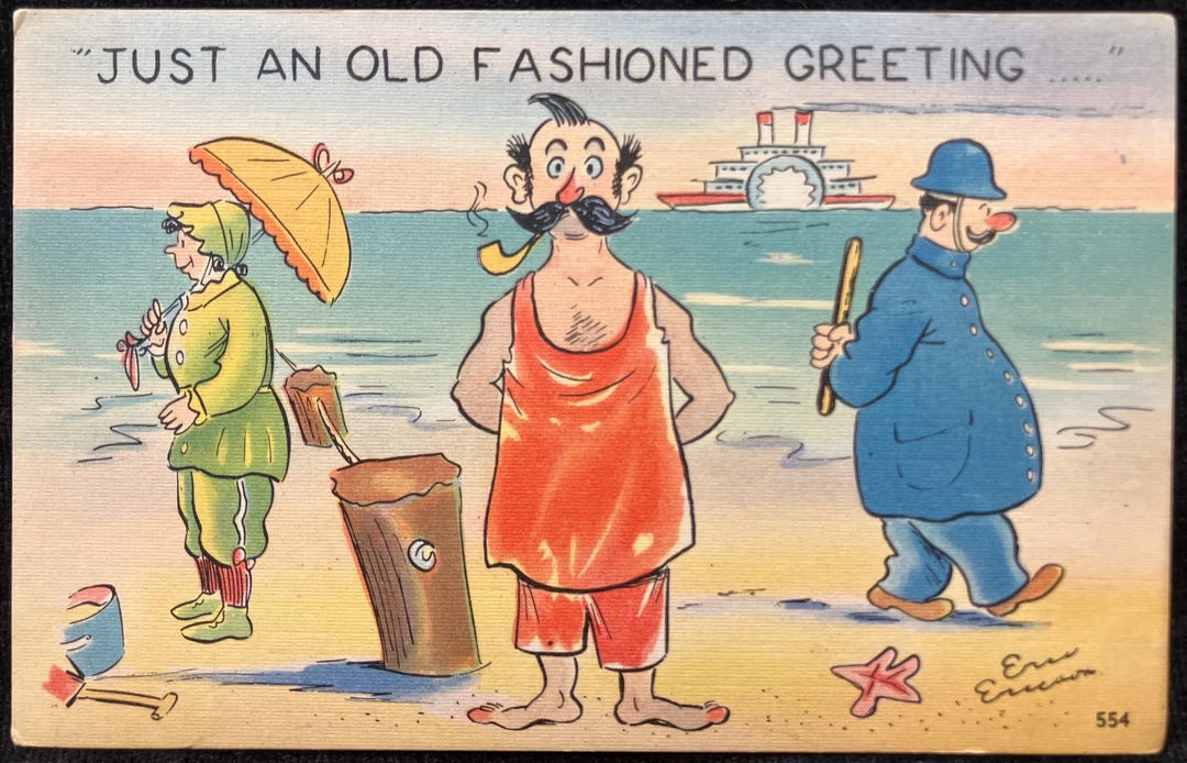 Eric Ericsson Cartoon Postcard 1940s-50s just an Old Fashioned Greeting ...