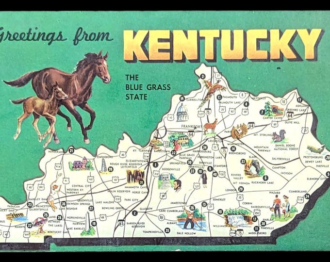 Greetings From Kentucky - Digital Print - Vintage Kentucky Marketing - Etsy