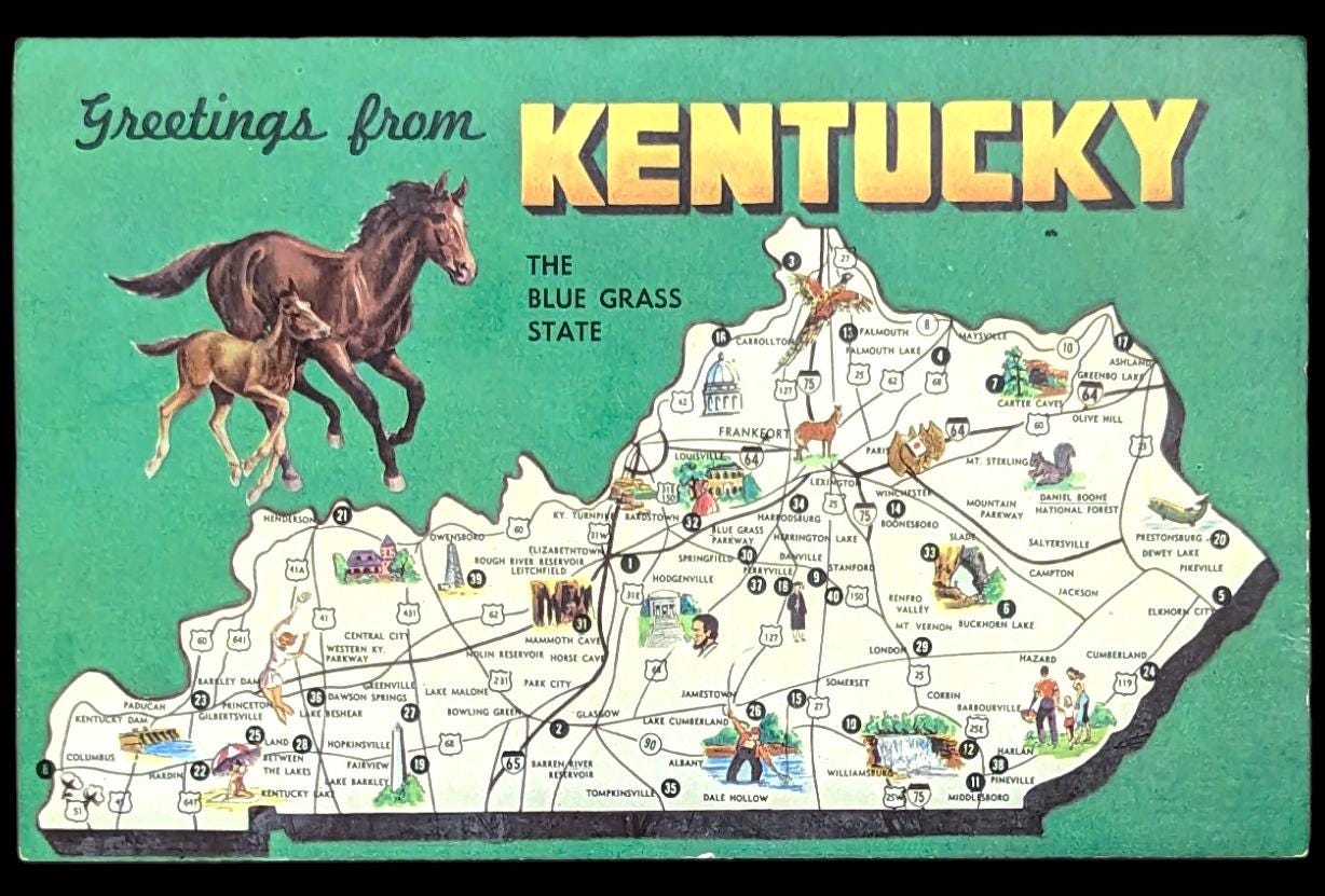 Greetings From Kentucky - Digital Print - Vintage Kentucky Marketing - Etsy