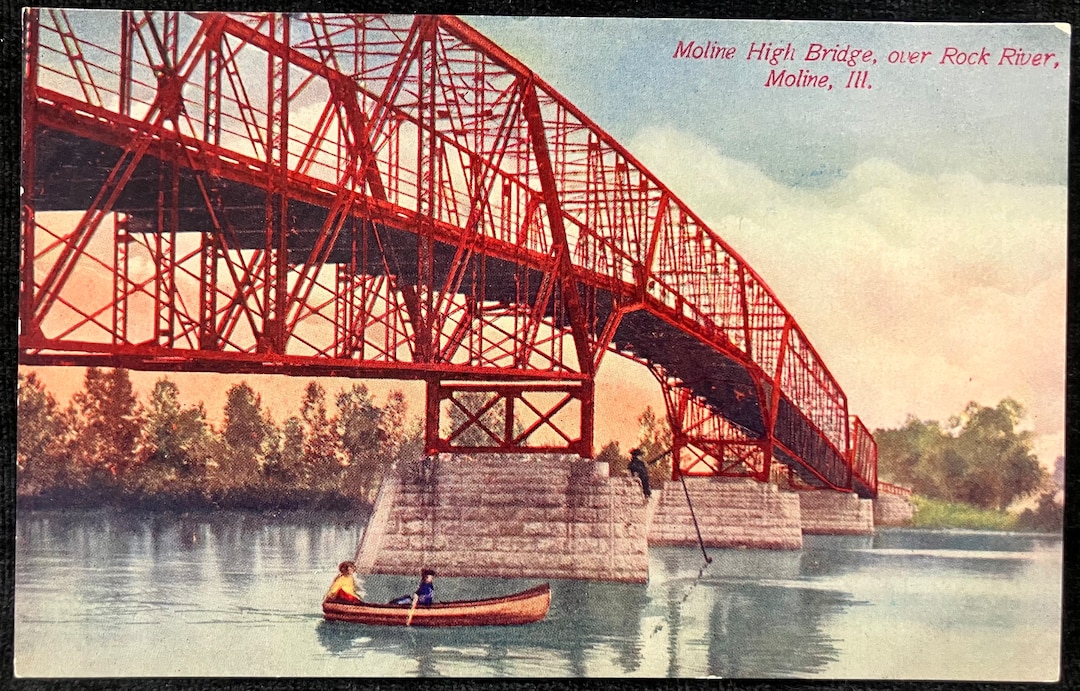Moline High Bridge, Over Rock River, Moline, Ill. - Vintage Bridge ...