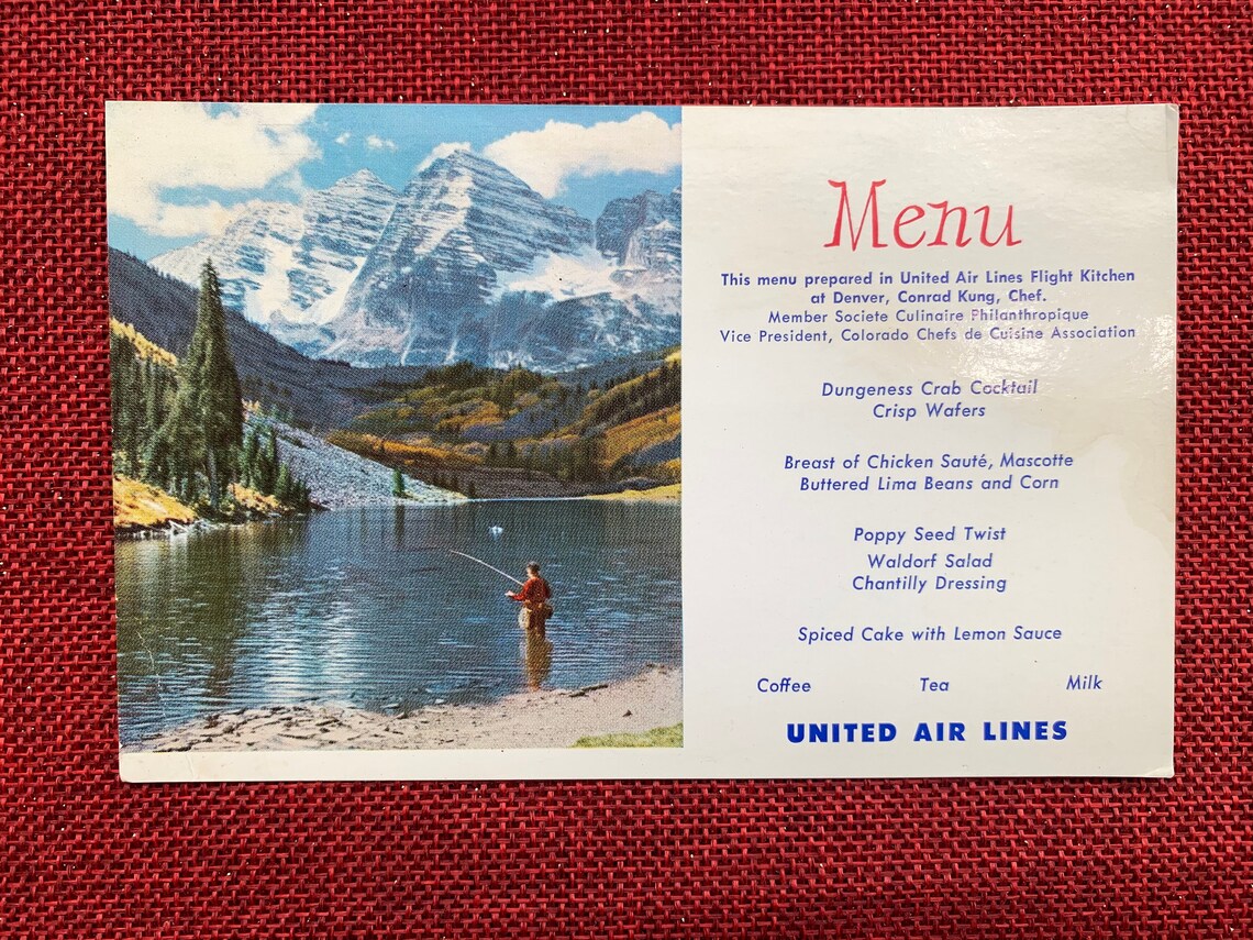 United Air Lines in Flight Menu Vintage Postcard 1950s - Etsy