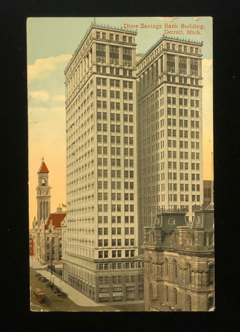 Dime Savings Bank Building, Detroit, Mich. Vintage Postcard - Etsy