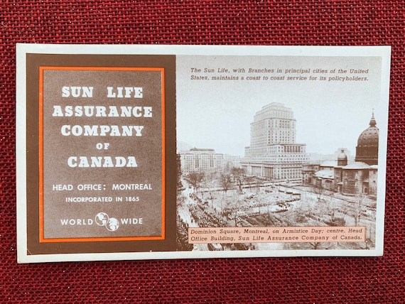 Sun Life Assurance Company of Canada Vintage Trade Card | Etsy