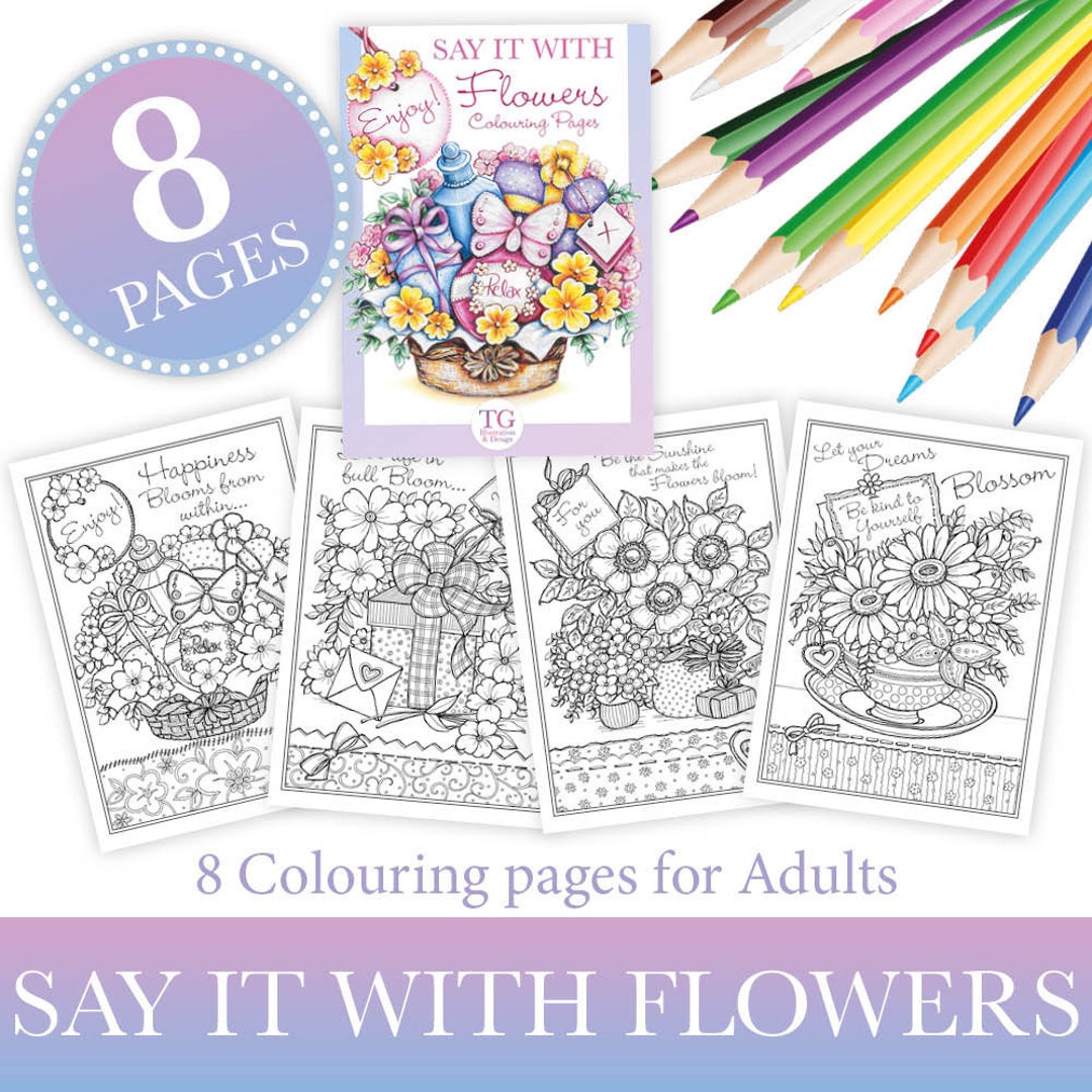 Say It With Flowers Hand Painted Colouring Book - Etsy
