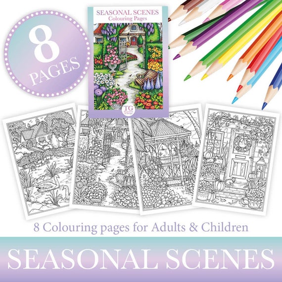 Seasonal Scenes Hand Painted Colouring Book | Etsy