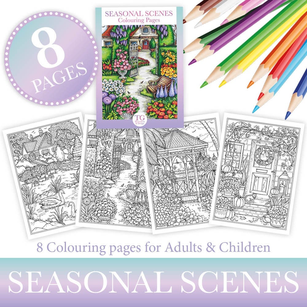 Seasonal Scenes Hand Painted Colouring Book - Etsy