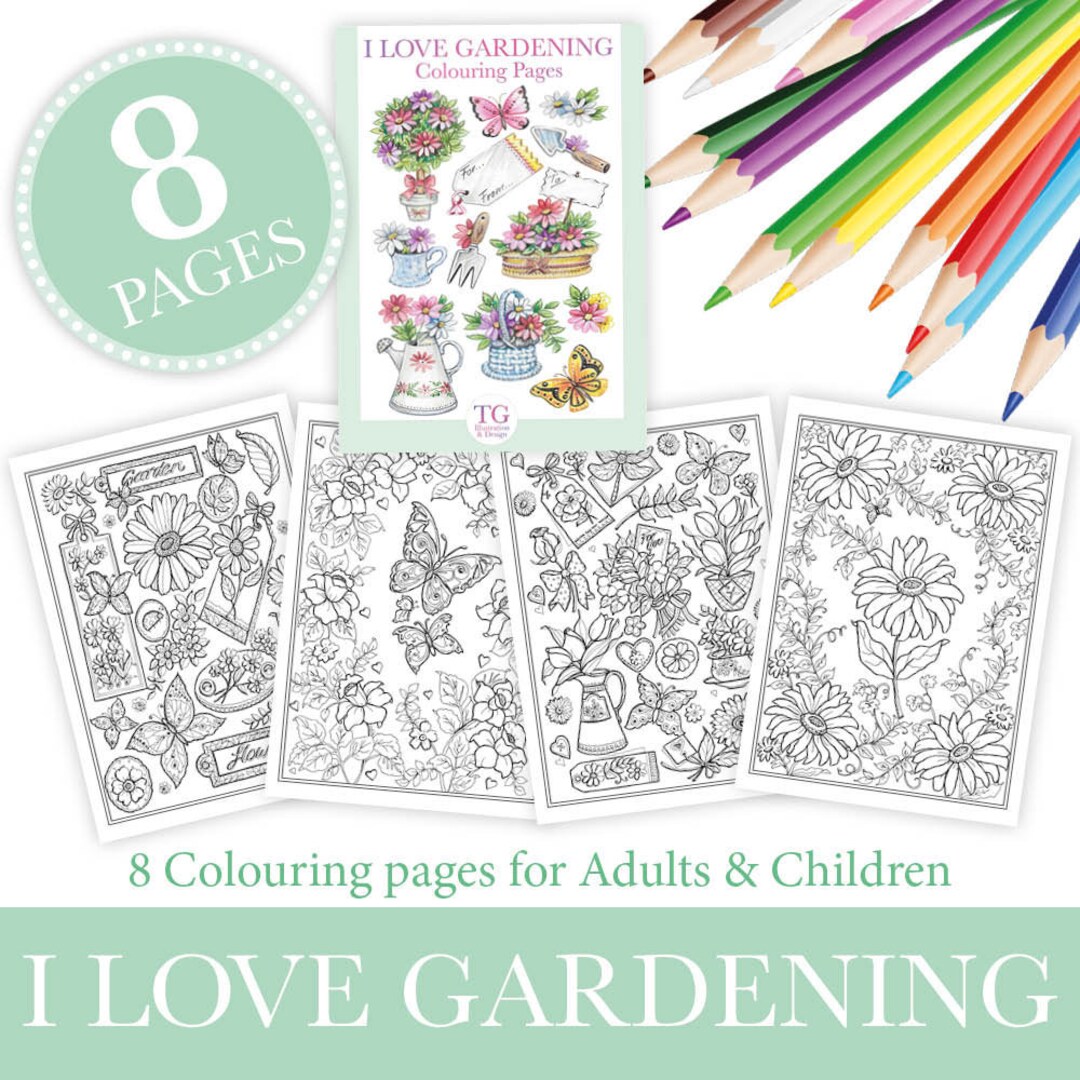 I Love Gardening Hand Painted Colouring Book - Etsy