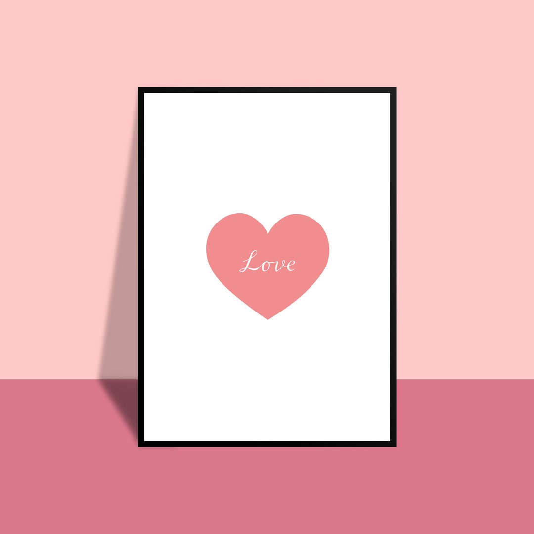 Cute Illustrated Printable Digital Heart Poster - Love - Etsy