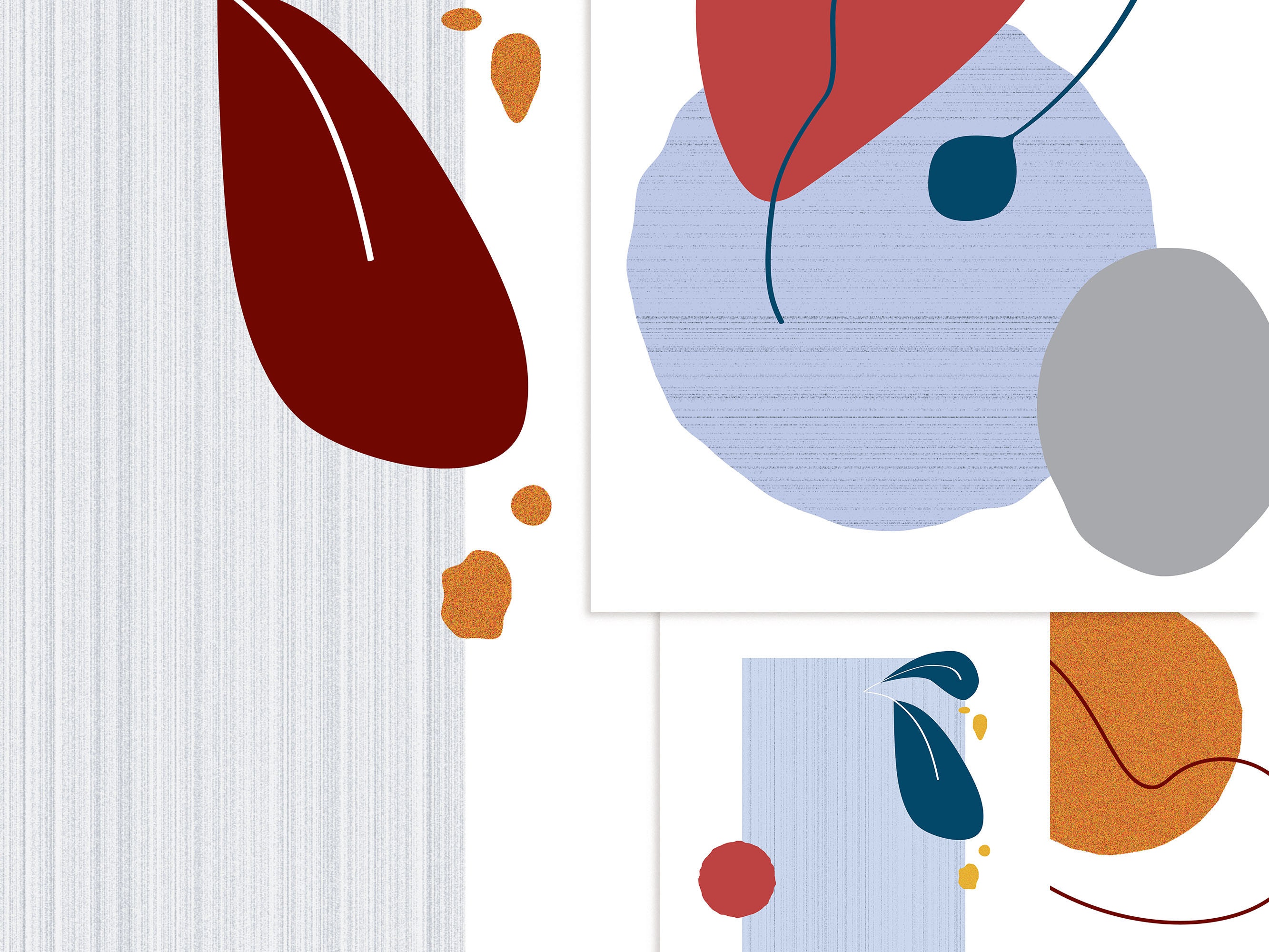 Four Abstract Illustrated Printable Digital Posters - Etsy