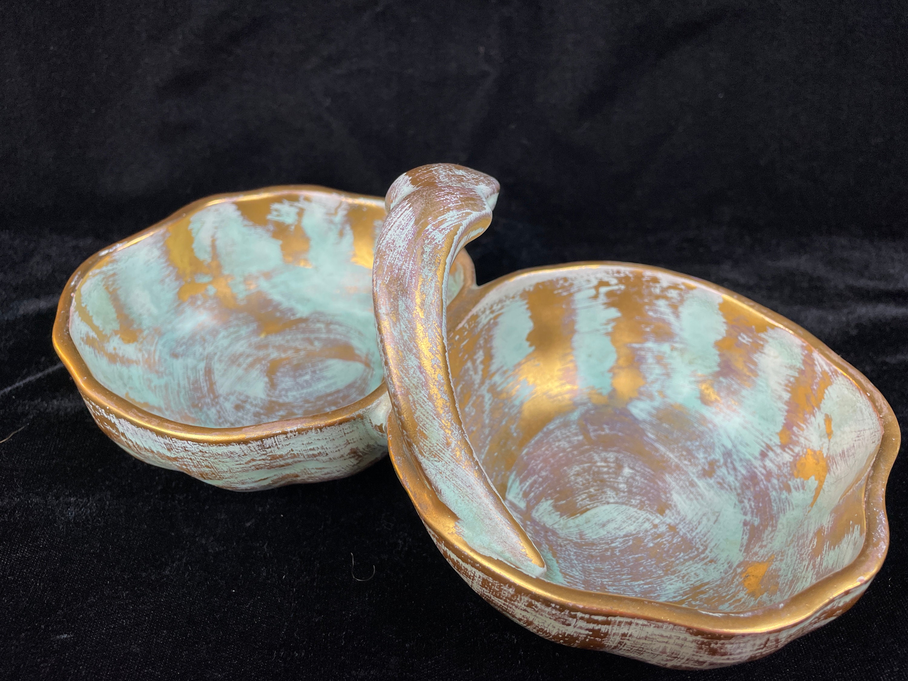 Vintage Midcentury Stangl Pottery Antique Gold Double Handled Connected ...