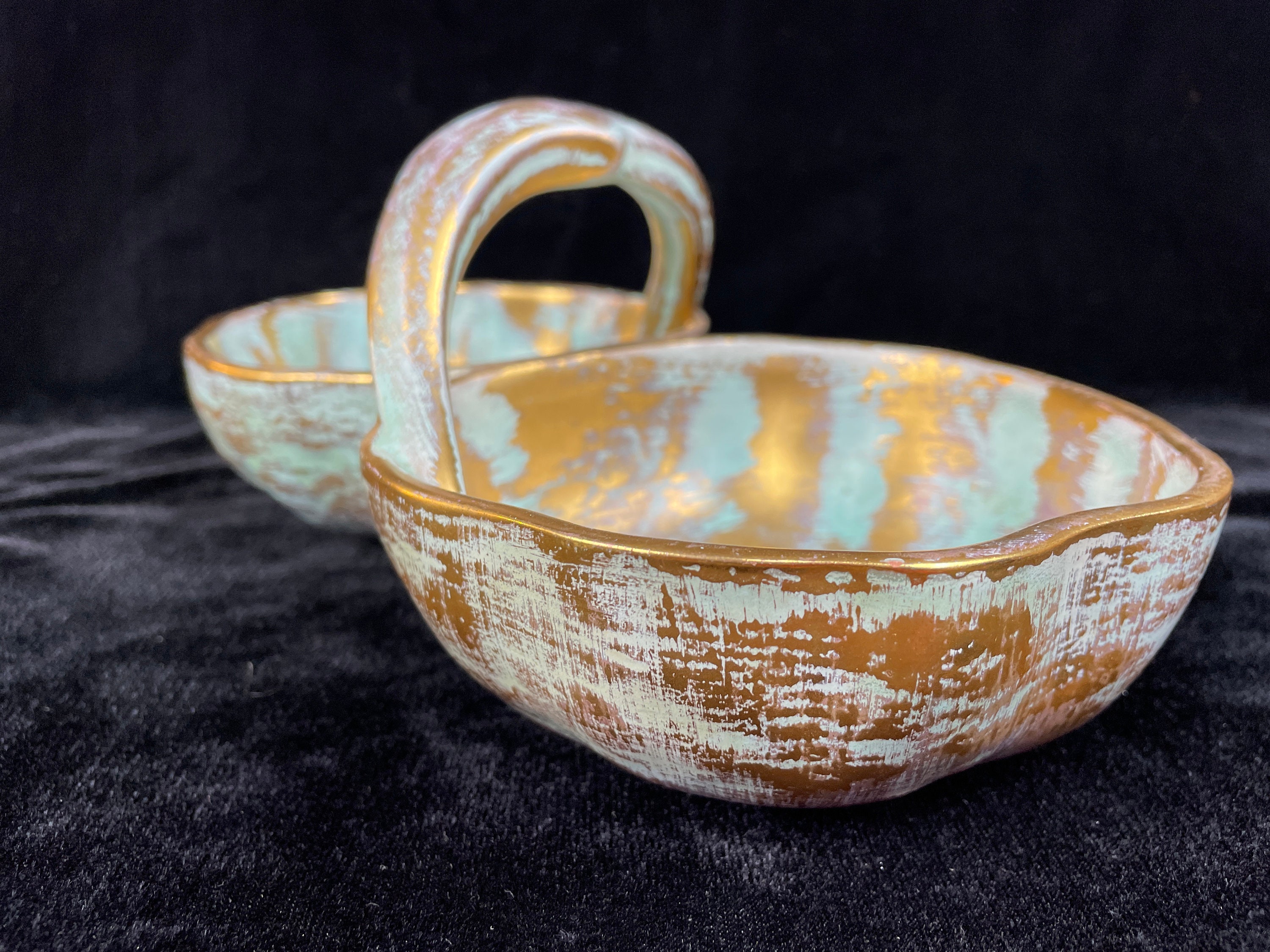 Vintage Midcentury Stangl Pottery Antique Gold Double Handled Connected ...