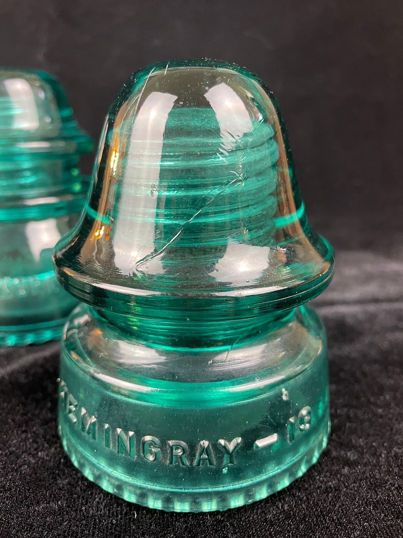 3 Vintage Hemingray Electric Insulators: #42, #19 & #12 Clear Blue ...