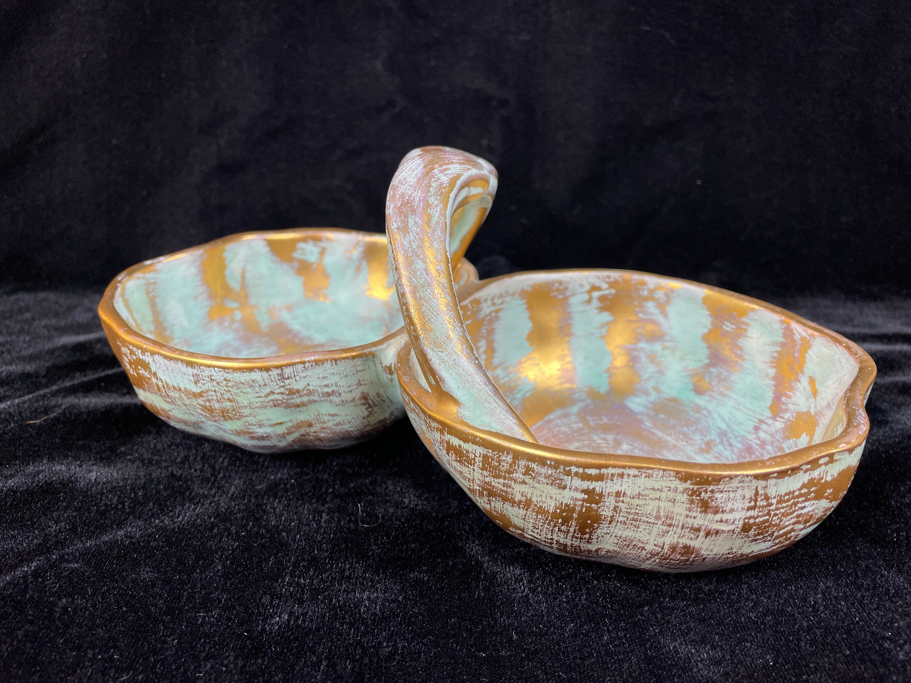 Vintage Midcentury Stangl Pottery Antique Gold Double Handled Connected ...