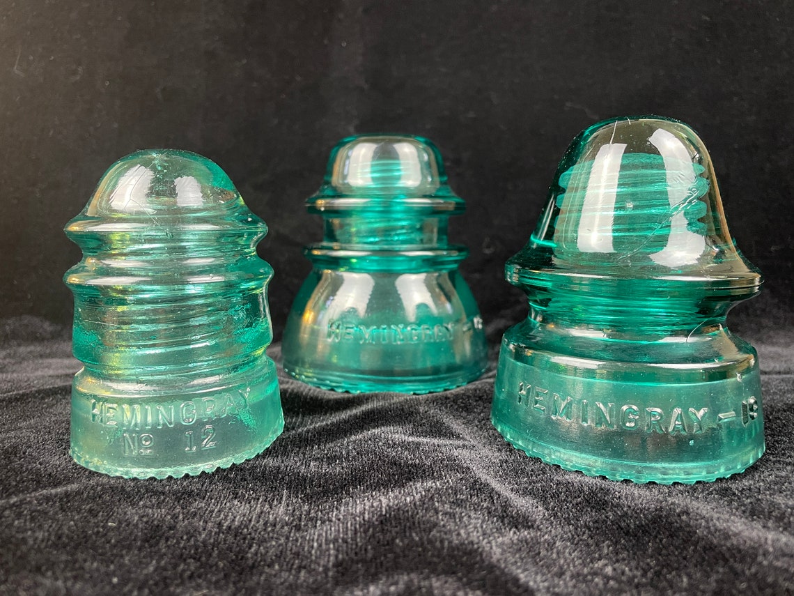 3 Vintage Hemingray Electric Insulators: 42 19 & 12 Clear - Etsy