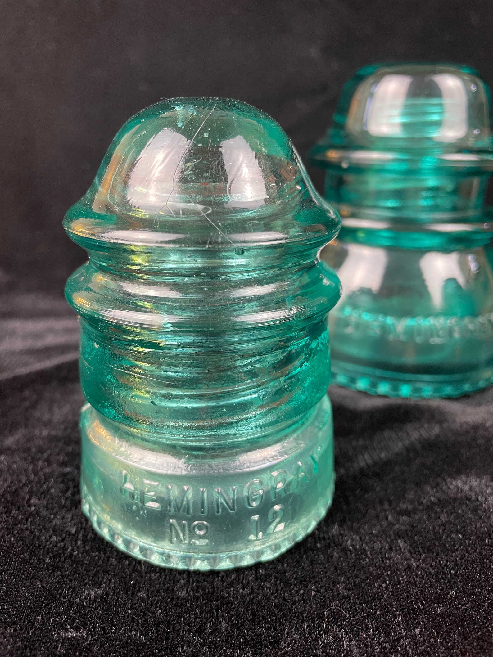 3 Vintage Hemingray Electric Insulators: #42, #19 & #12 Clear Blue ...