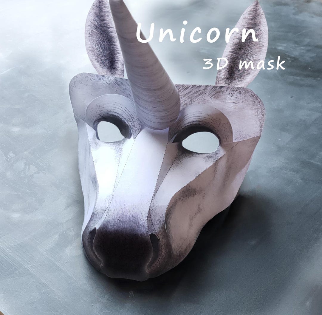 3D Unicorn Paper Mask Printable Craft Activity - Etsy