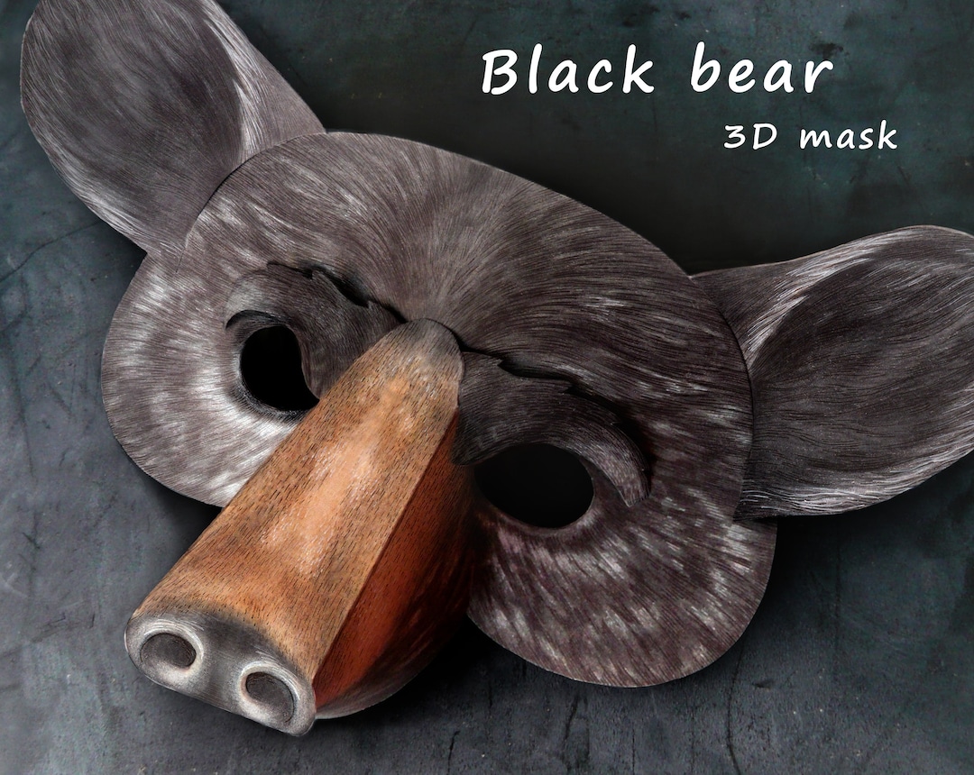 3D Black Bear Paper Mask Printable Craft Activity - Etsy