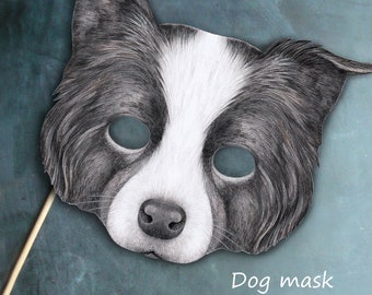 Collie Dog Mask Printable Halloween Animals Costume Kid Adult - Etsy