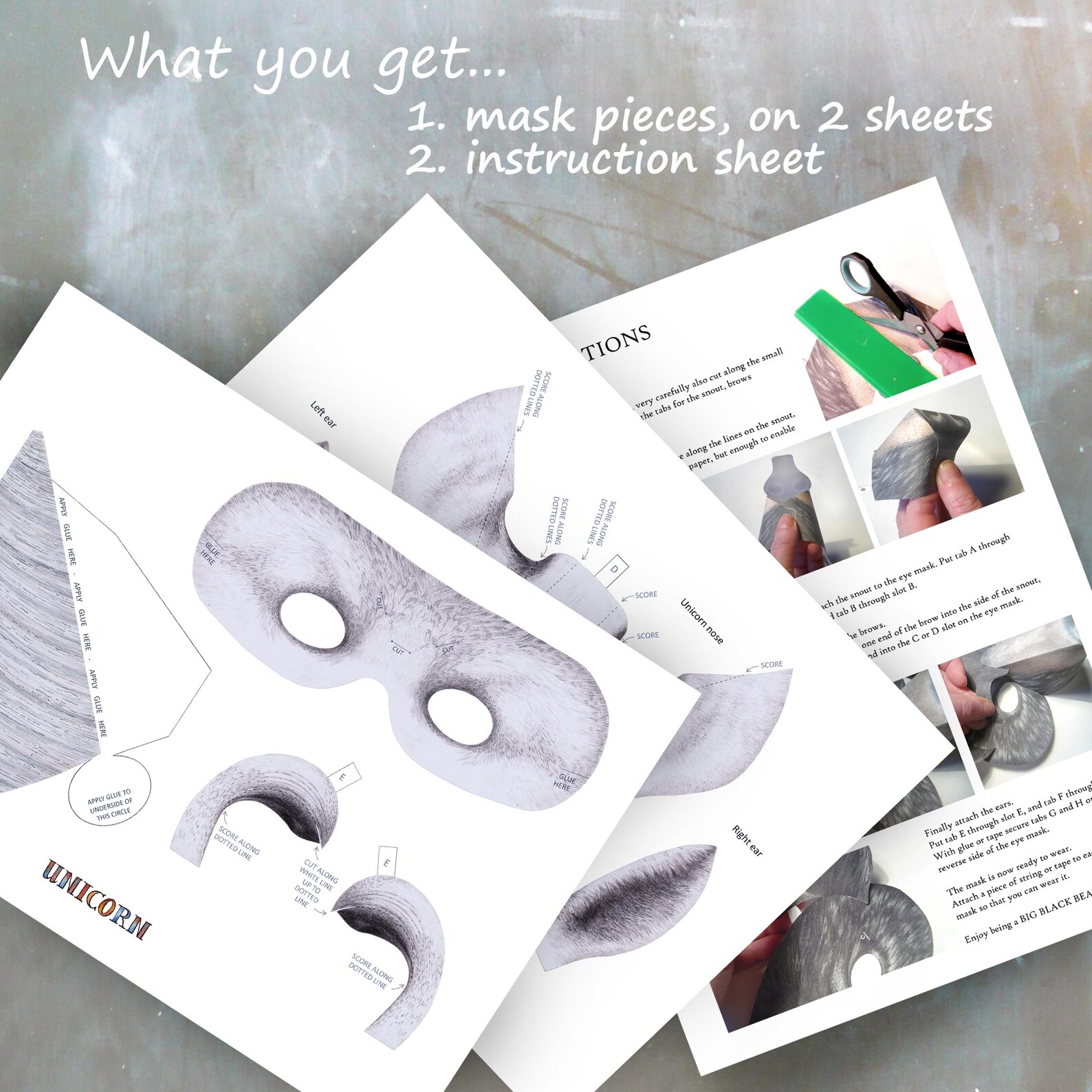 3D Unicorn Paper Mask Printable Craft Activity - Etsy