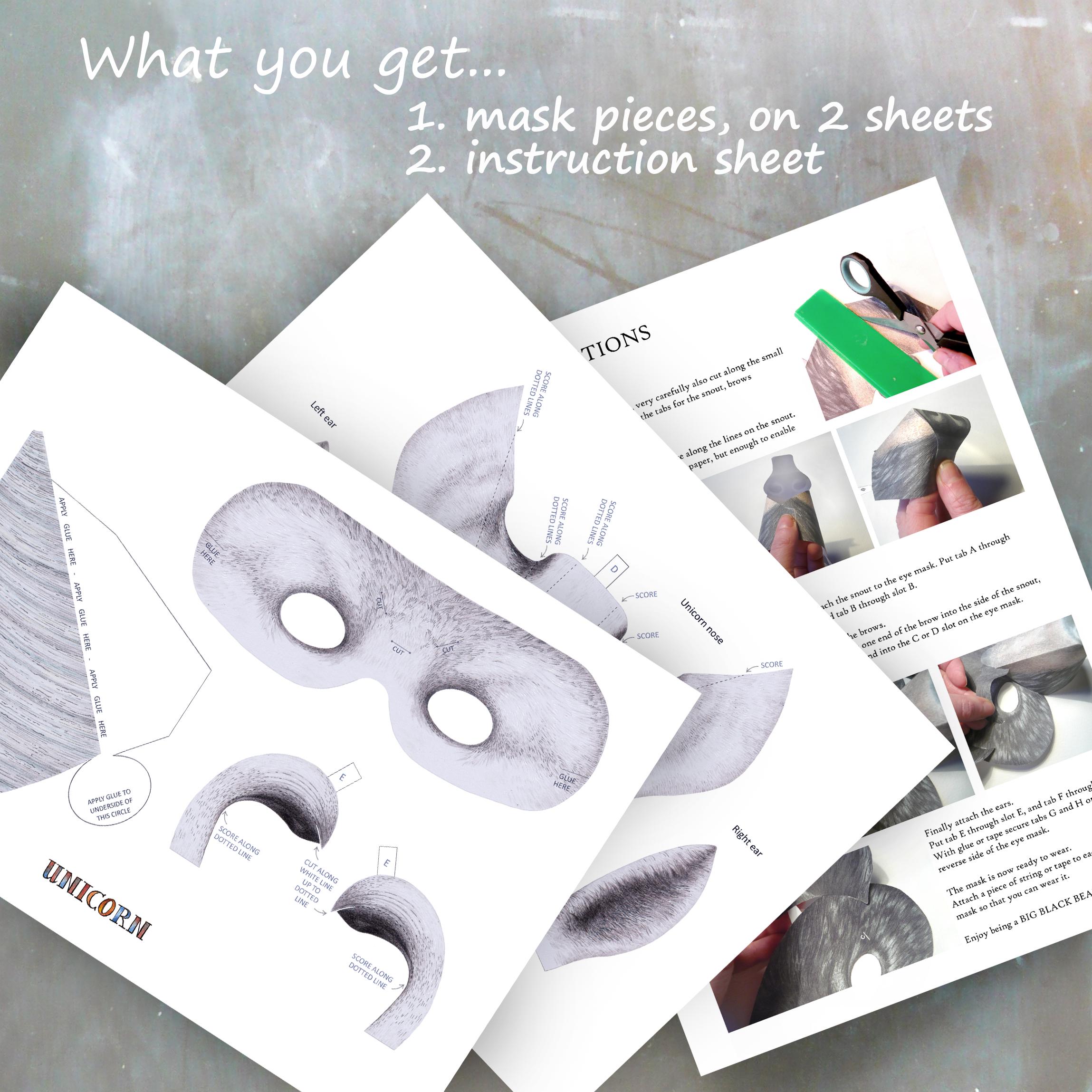 3D Unicorn Paper Mask Printable Craft Activity - Etsy