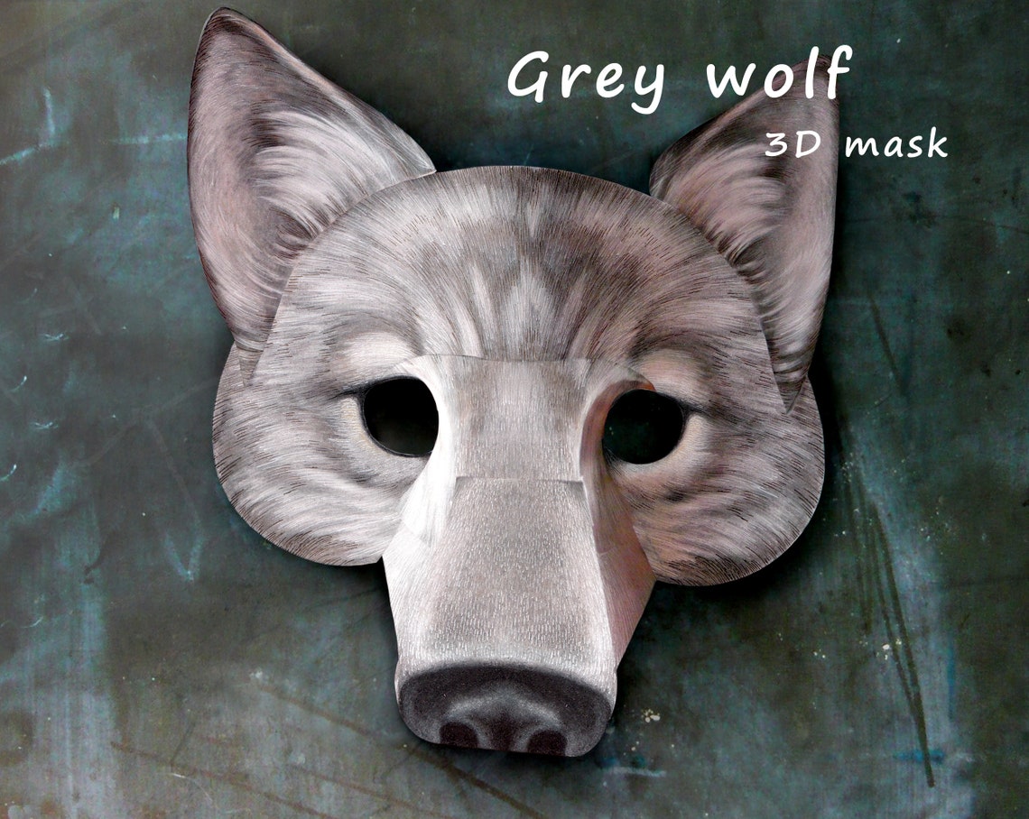 3D Grey Wolf Paper Mask Printable Craft Activity - Etsy