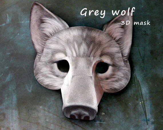 3D Grey Wolf Paper Mask Printable Craft Activity - Etsy UK
