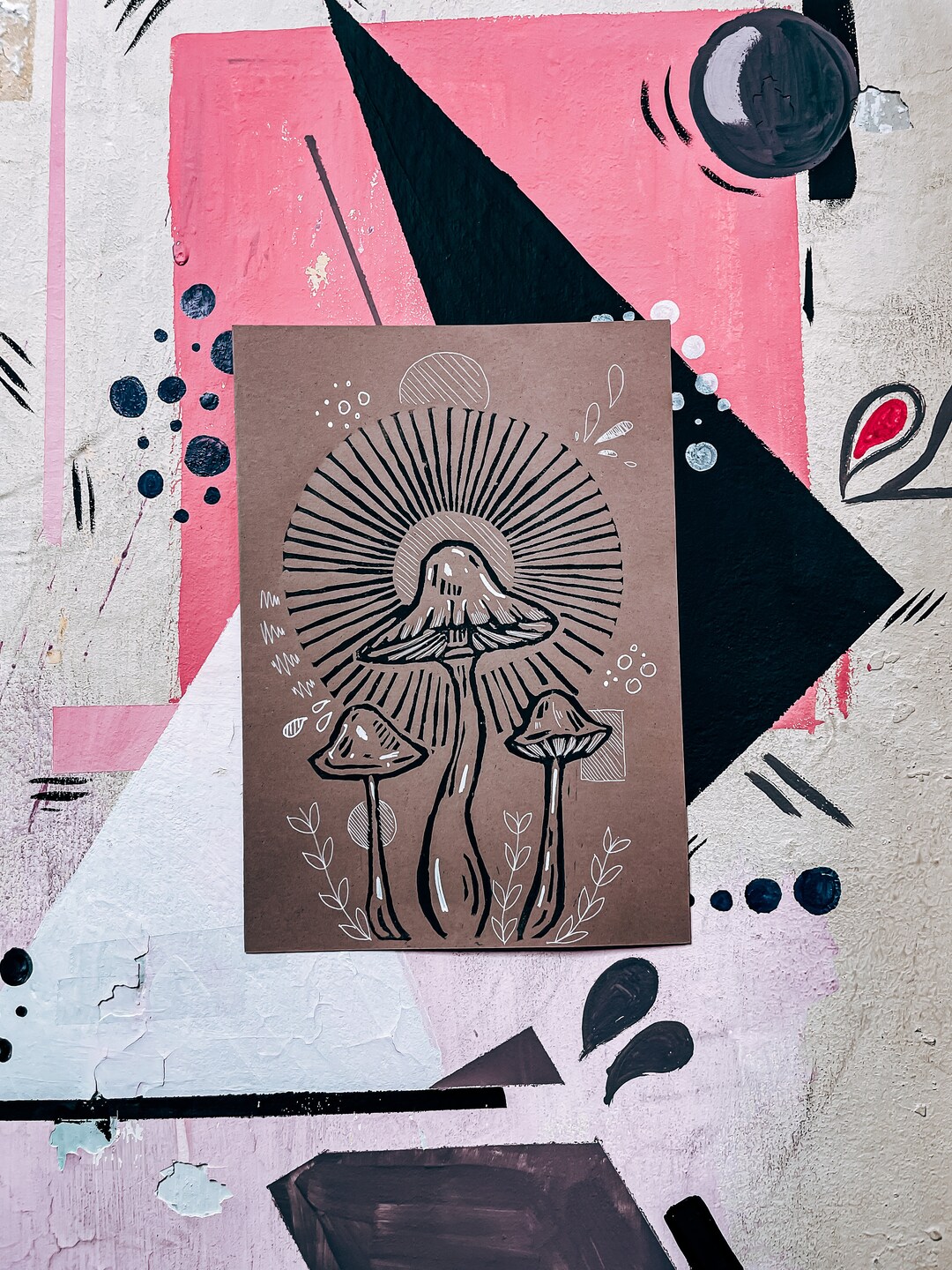 Tre Allegri Funghi Morti Linoleum Print - Etsy.de