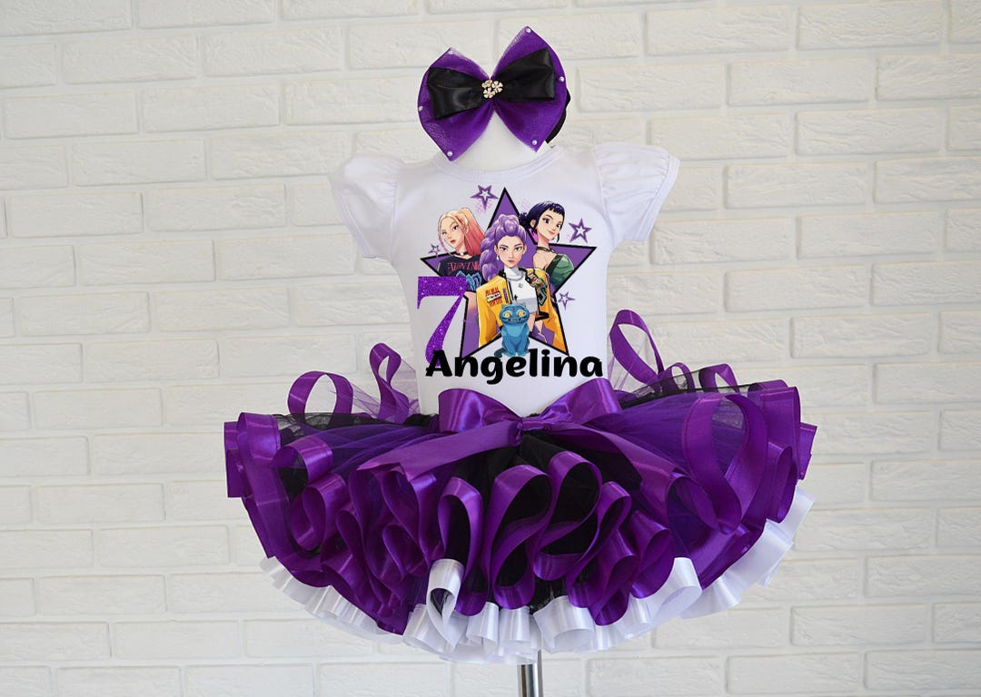 Huntrix Birthday Tutu Outfit, Kpop Demon Hunter, Girls Personalized Set ...
