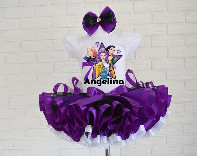 Huntrix Birthday Tutu Outfit, Kpop Demon Hunter, Girls Personalized Set ...