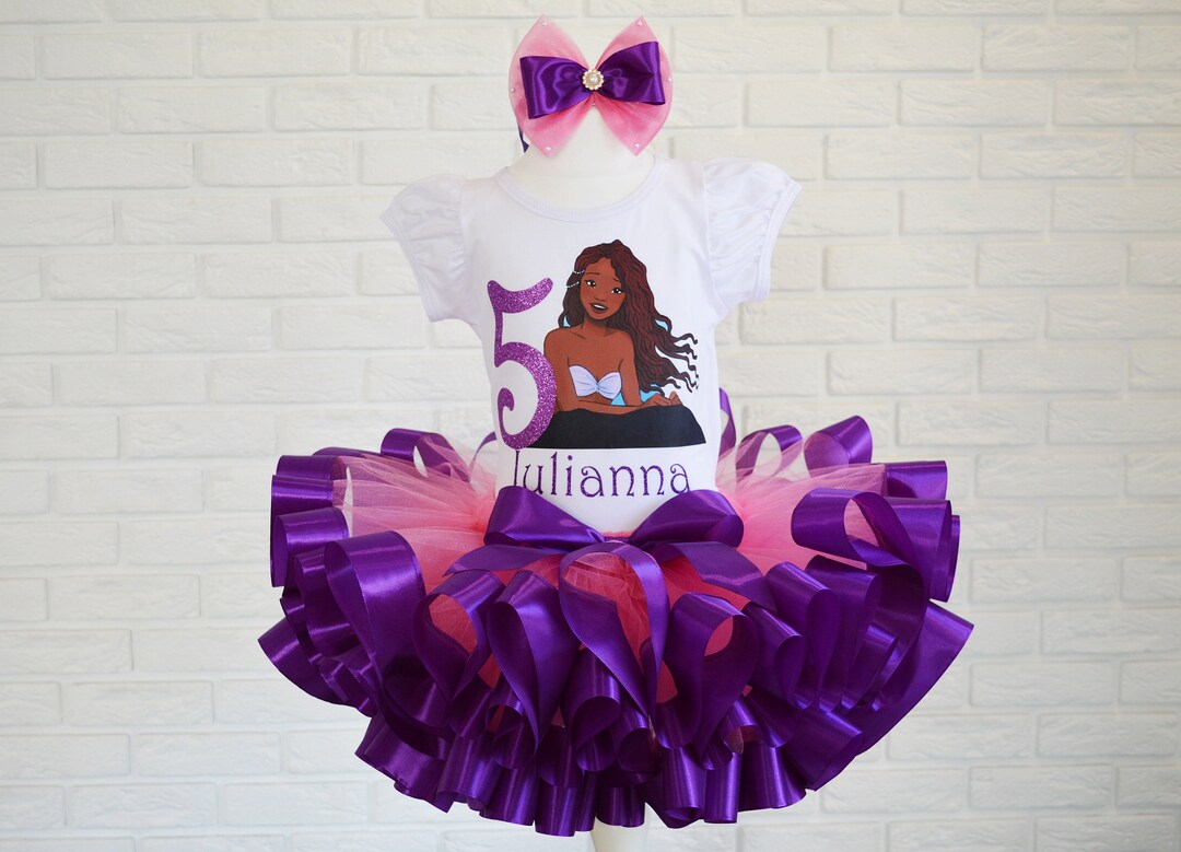 African American Ariel Mermaid Birthday Tutu Outfit: Black Princess ...