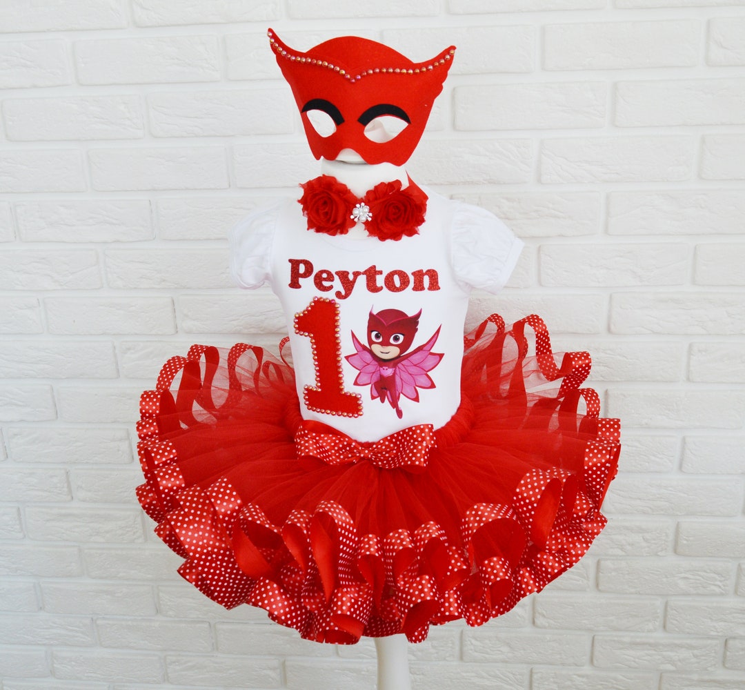 Red PJ Masks Birthday Tutu Outfit, Owlette Tutu Set, Owlette Party Tutu ...