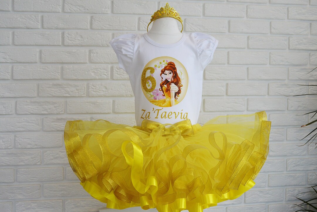 Yellow Princess Belle Birthday Outfit, Beauty and the Beast Birthday ...