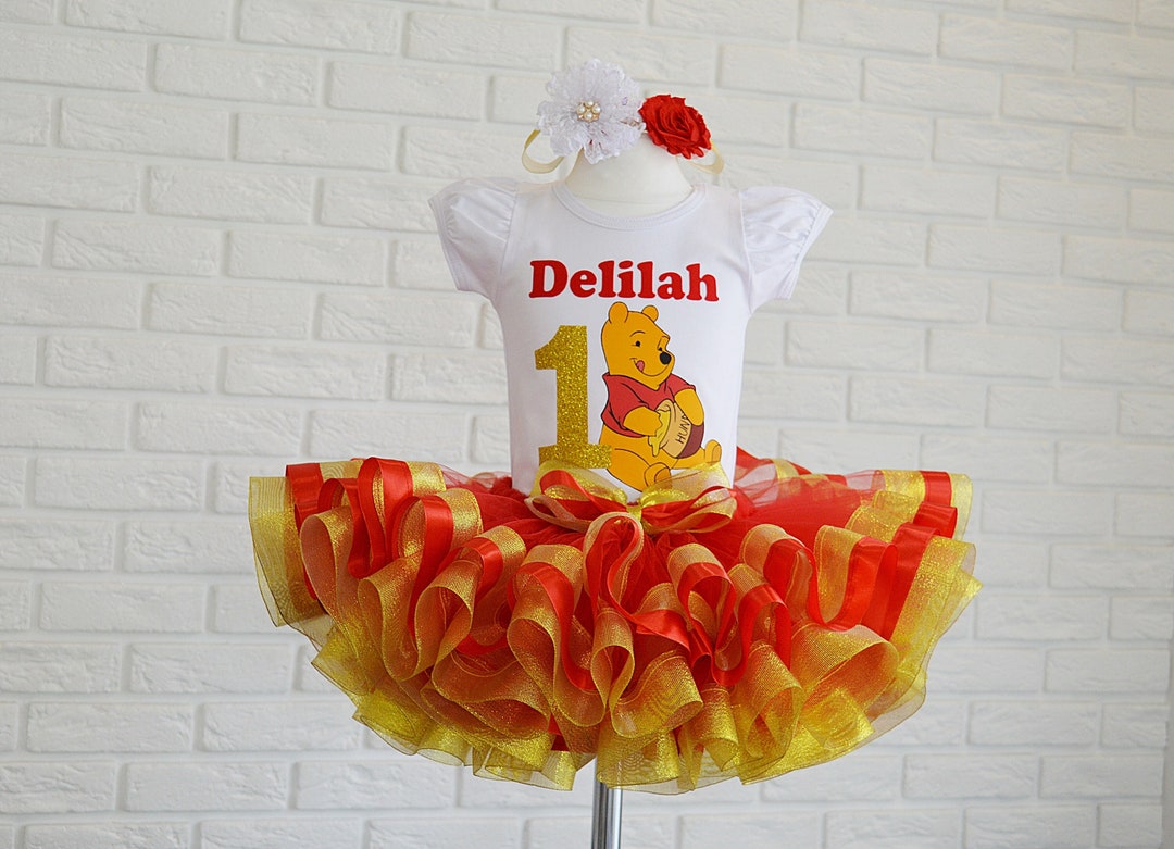 Bear Birthday Tutu Outfit, Customized Yellow Bear Tutu Set Party Outfit ...