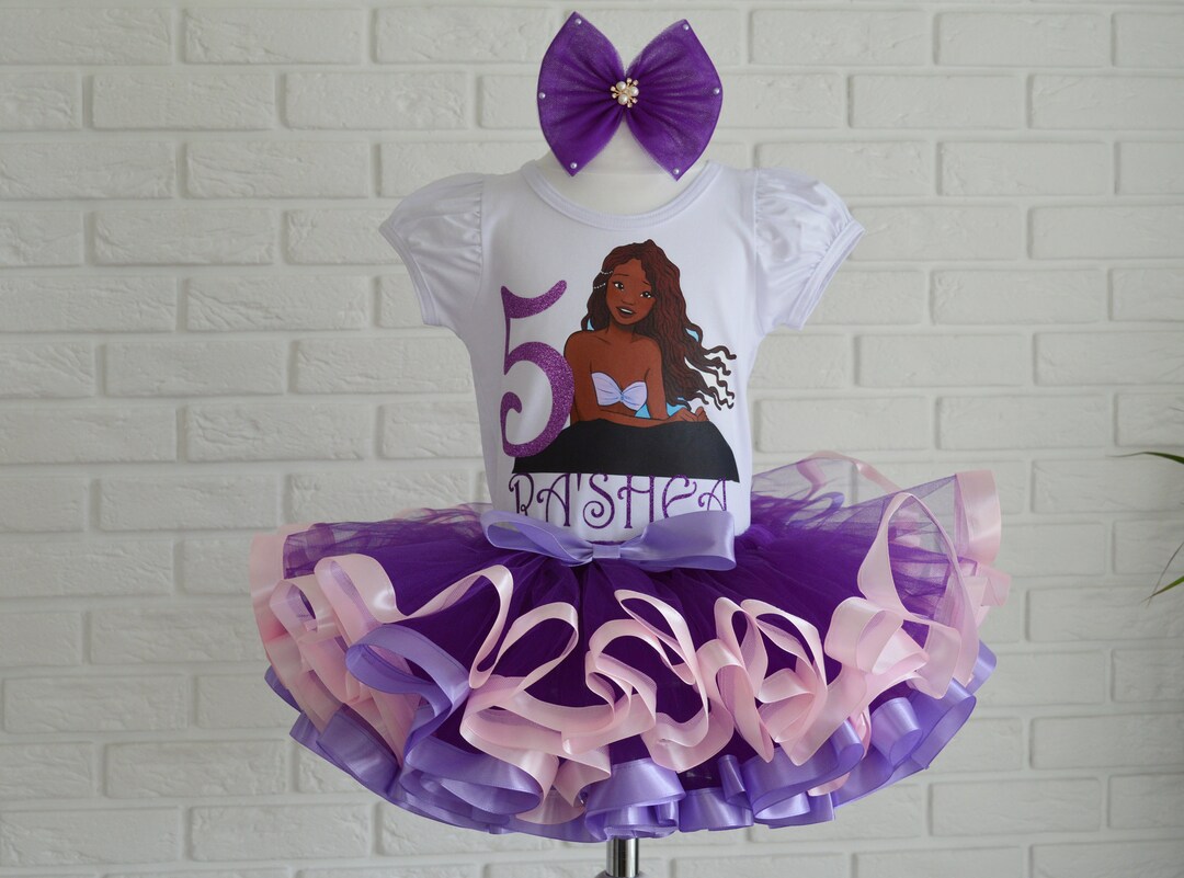African American Ariel Mermaid Birthday Tutu Outfit: Black Princess ...