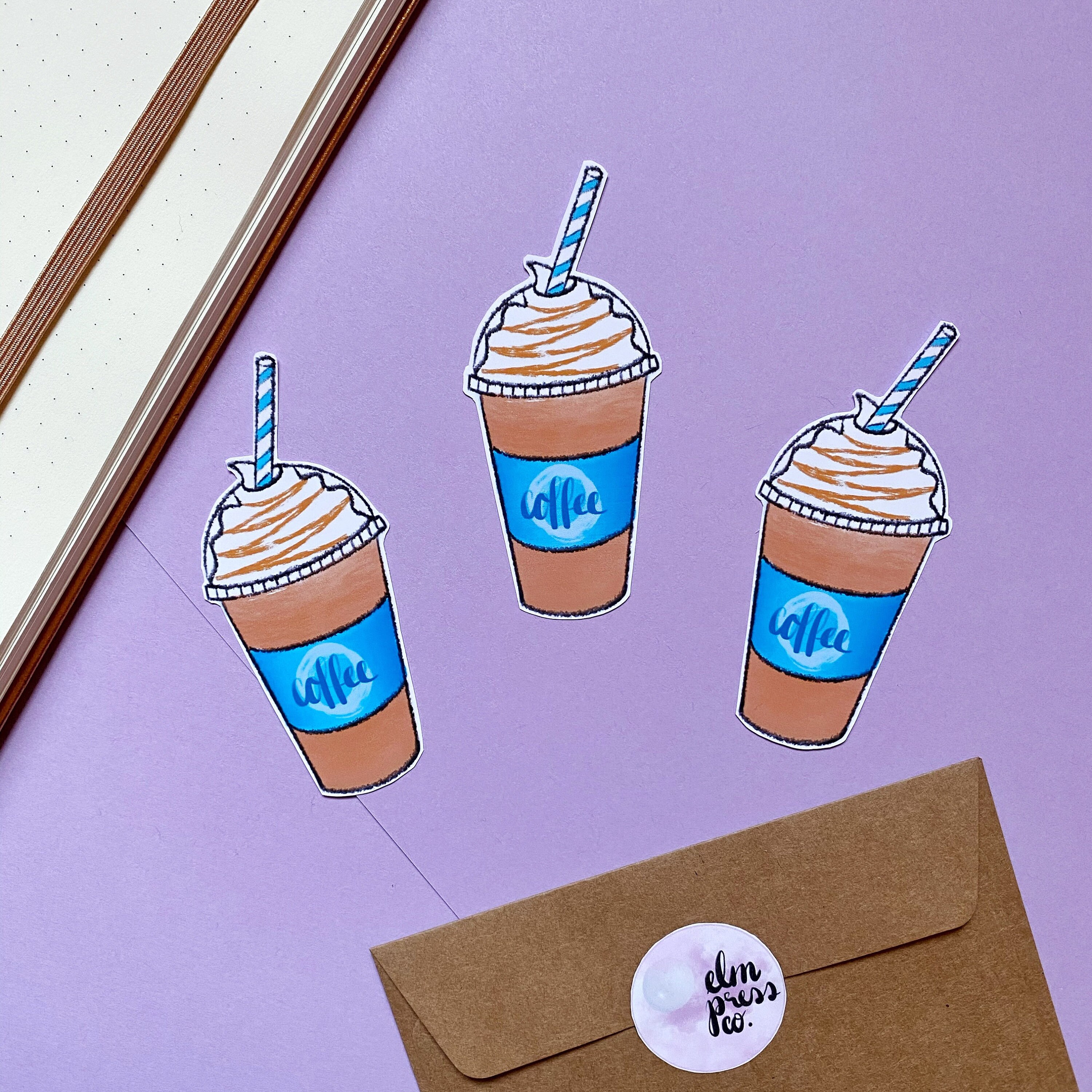 Blue Iced Coffee Matte Vinyl Sticker / Amante de la cafeína / - Etsy España