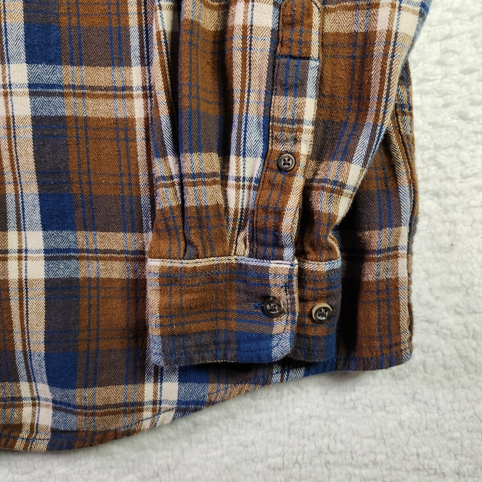 Faded Glory Plaid Flannel Shirt Large Long Sleeve Button-down Pocket ...