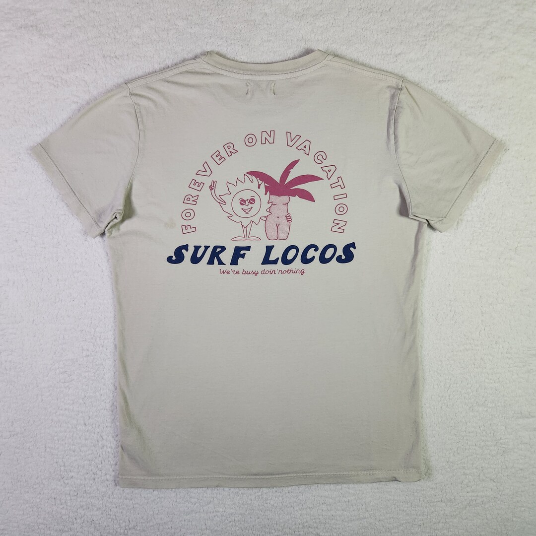 Vintage Surf Locos T-shirt: Cream Cotton Crew Neck, Made in USA - Etsy