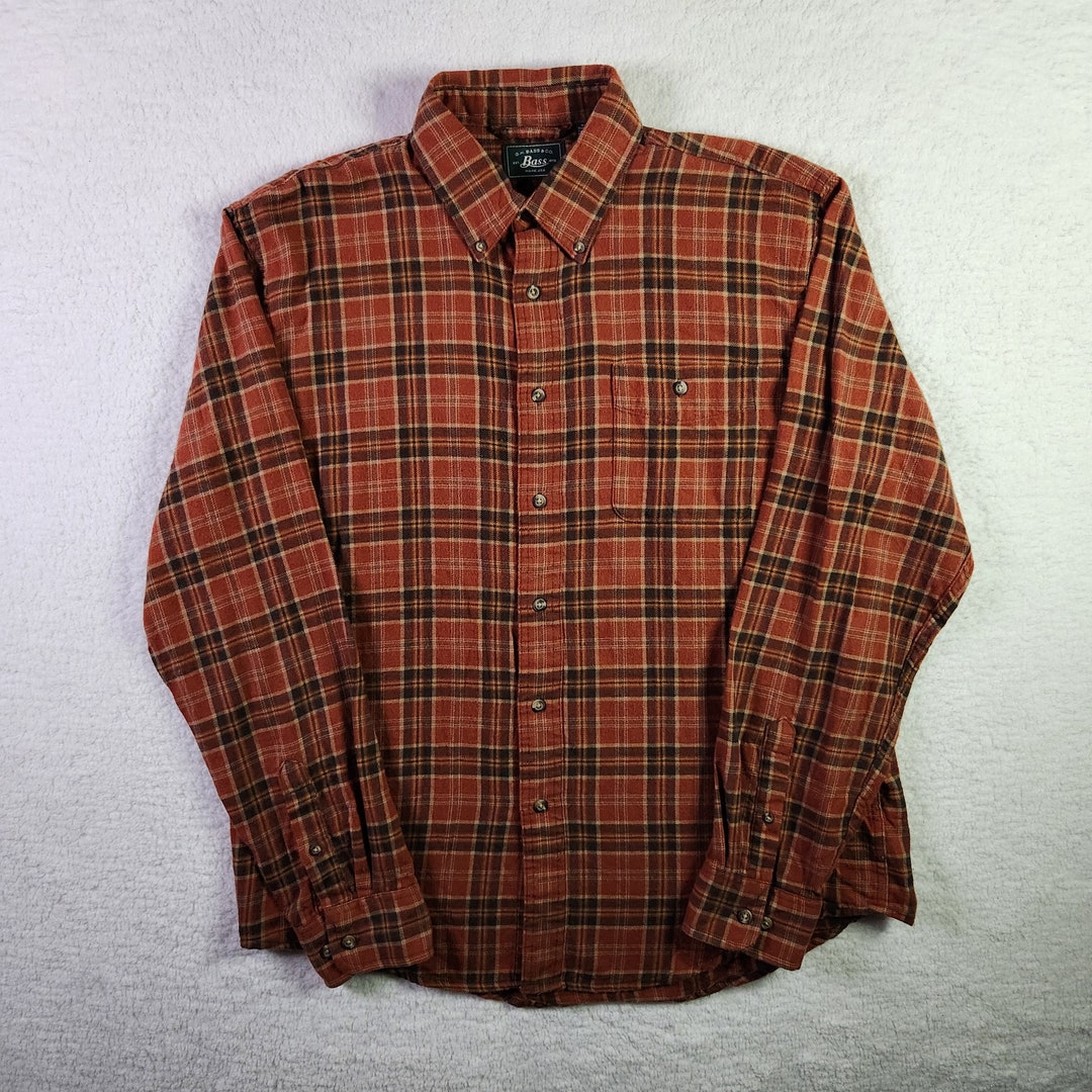 G.H. Bass Plaid Flannel Shirt Large Long Sleeve Button-down Pocket Mens ...
