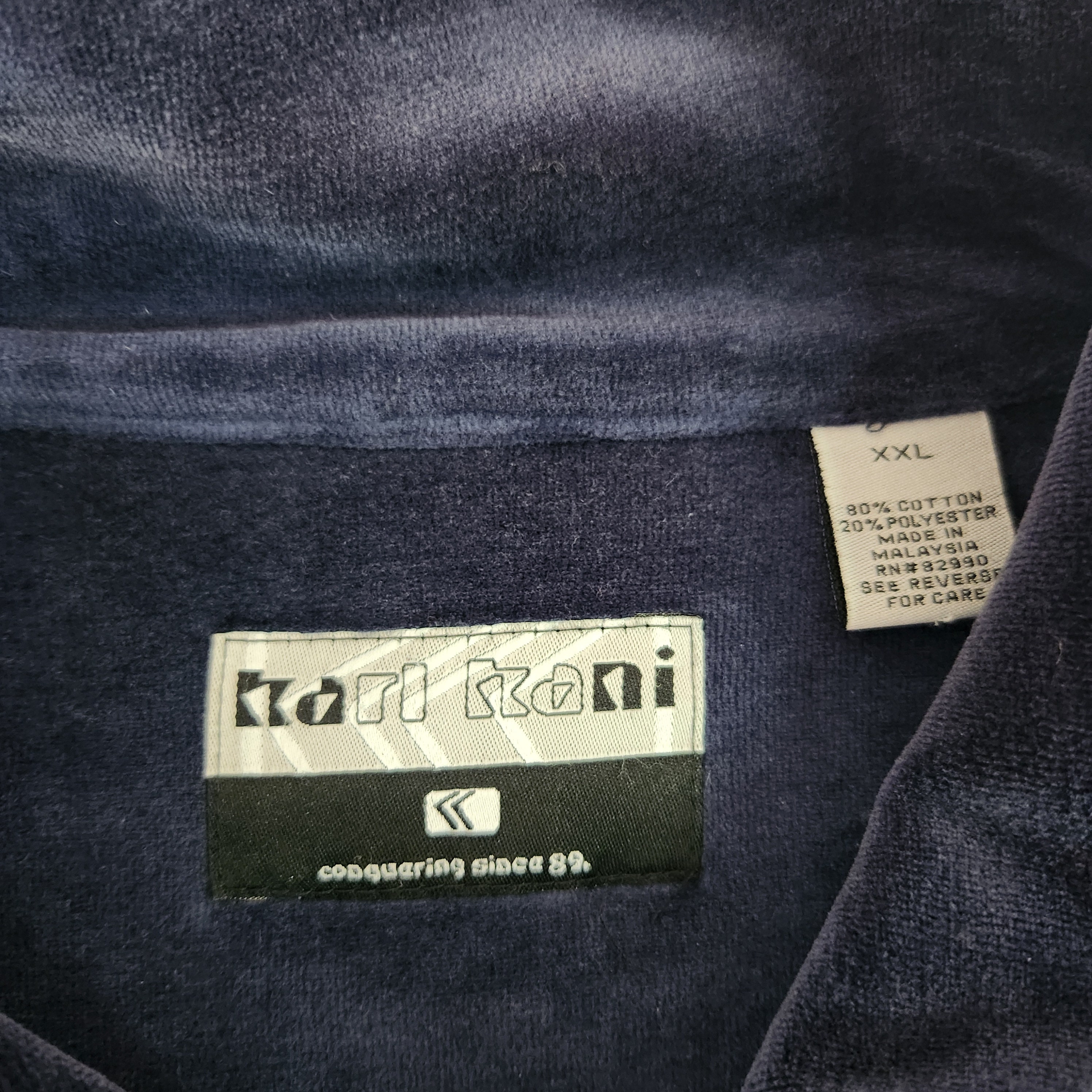 VINTAGE Karl Kani Jacket XXL Blue Velour Track Jacket Full Zipper Coat ...